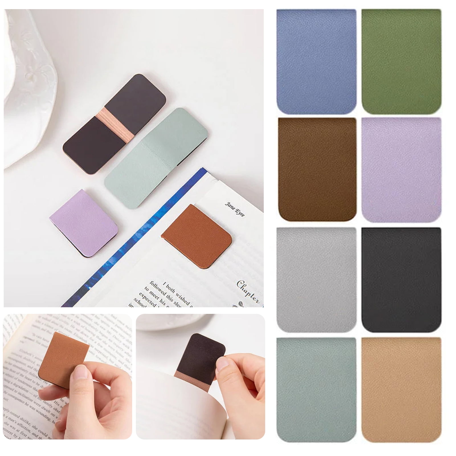Magnetic Faux Leather Bookmark Magnetic Closure Book Clip Slim Corner ...