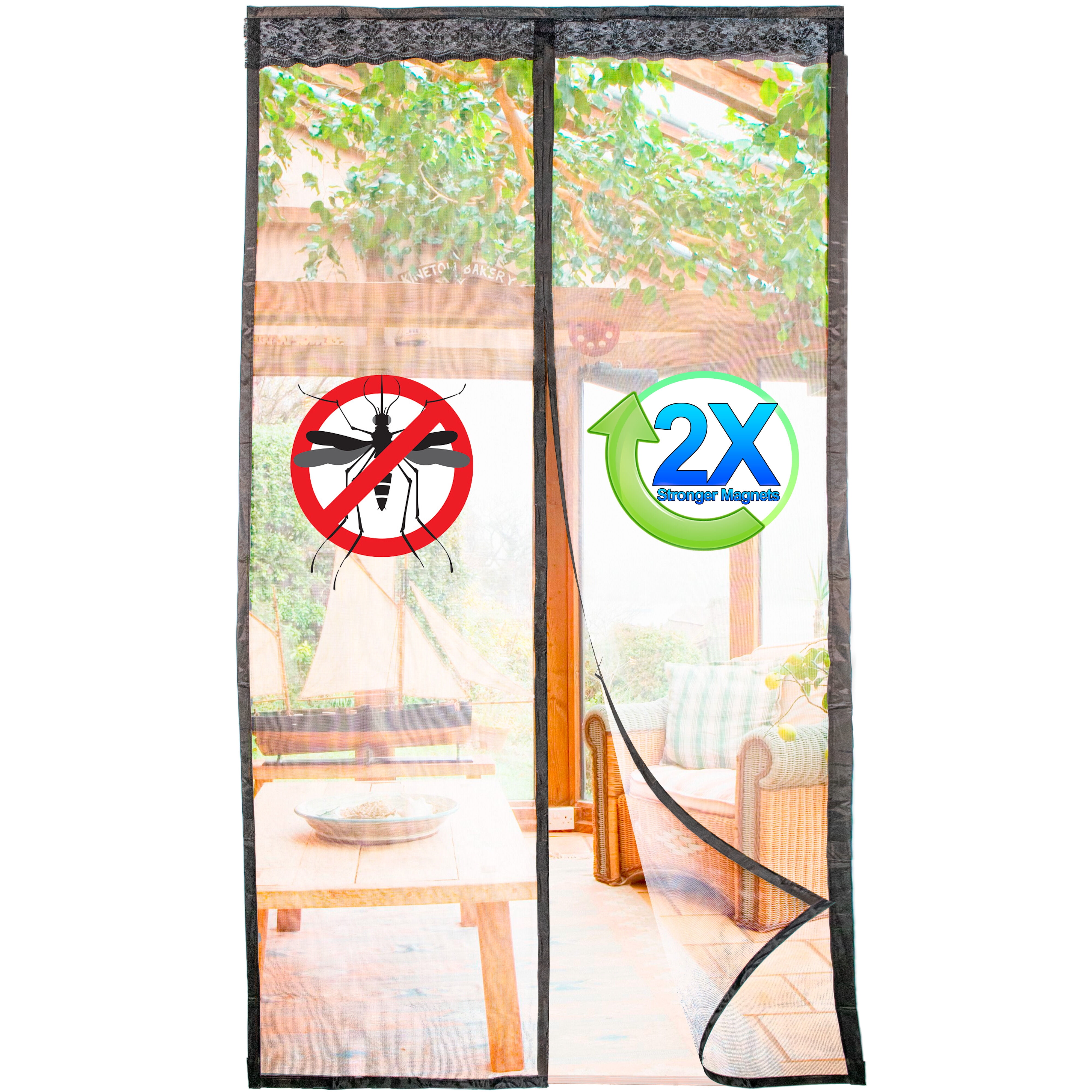 Magnetic Fiberglass Mesh Screen Door - Heavy-Duty Hands-Free Easy Walk ...