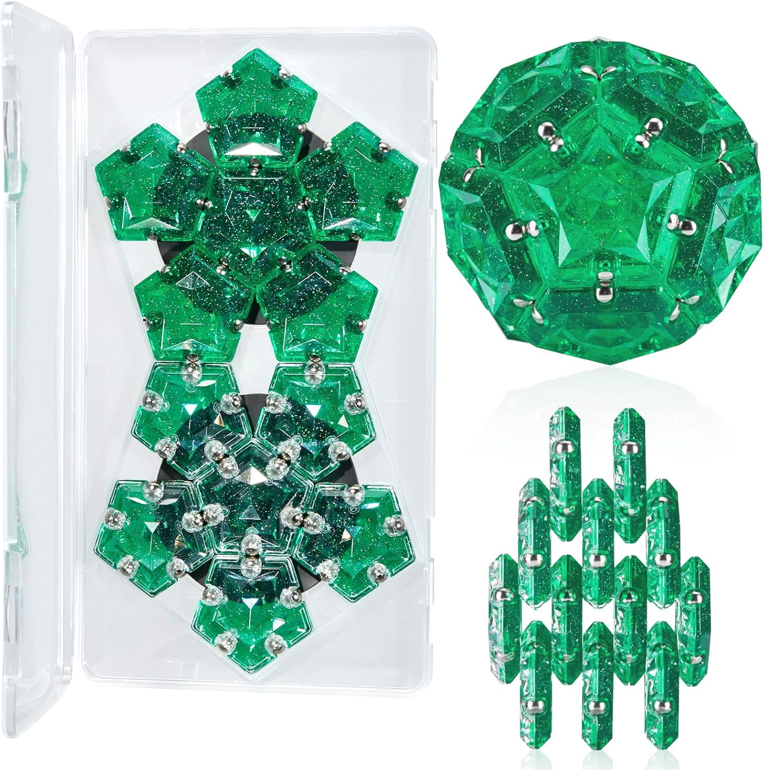 Magnetic Fidget Sphere - Pentagons Magnets Balls - 12 Piece Set ...