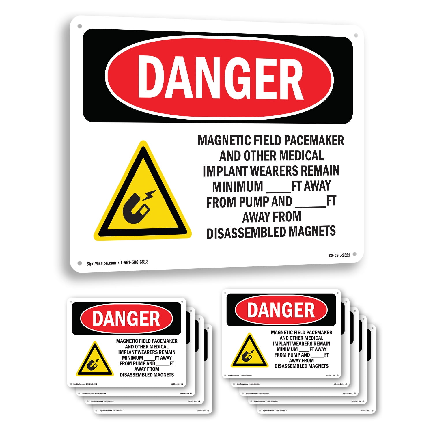 Magnetic Field Pacemaker And OSHA Danger Rigid Plastic Sign 14 Inch x ...