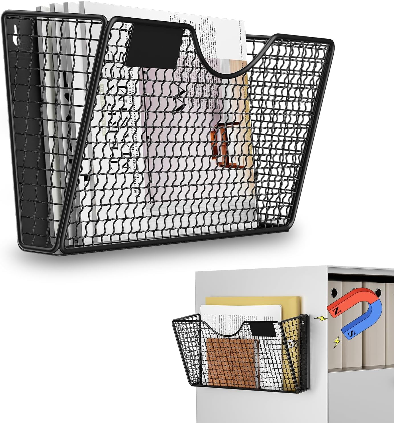 Magnetic File Holder, 1 Pockets Wall File Folders No Drilling Magnetic ...