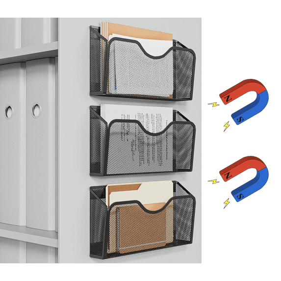 Magnetic File Holder 3PCS File Paper Mail Organizer No Drilling ...
