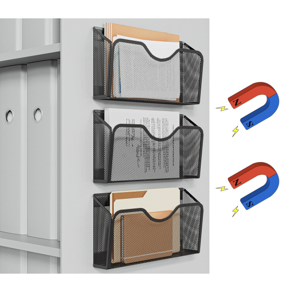 Magnetic File Holder 3PCS File Paper Mail Organizer No Drilling ...