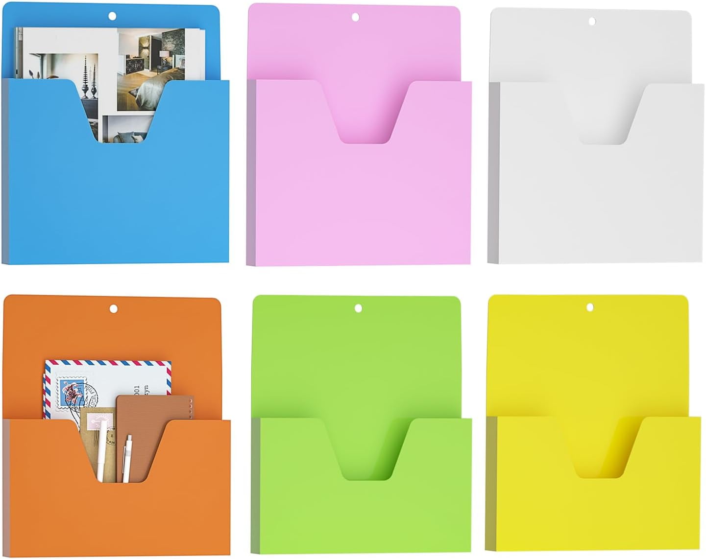 Magnetic File Holder 6 Pockets Paper Holder, Hanging File Organizer ...