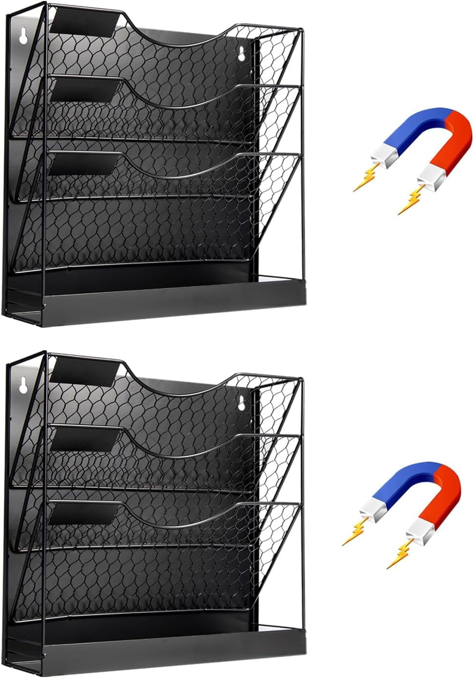 Magnetic File Holders, 4 Tier Magnetic Paper Holders for Office File ...