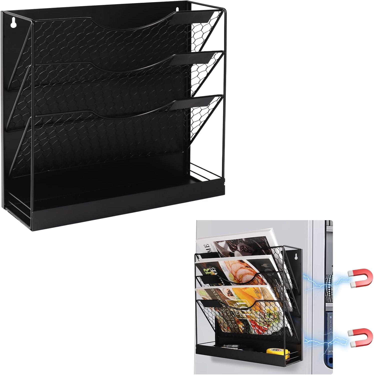 Magnetic File Organizer, 4 Tier Large File Folder Holder for File ...