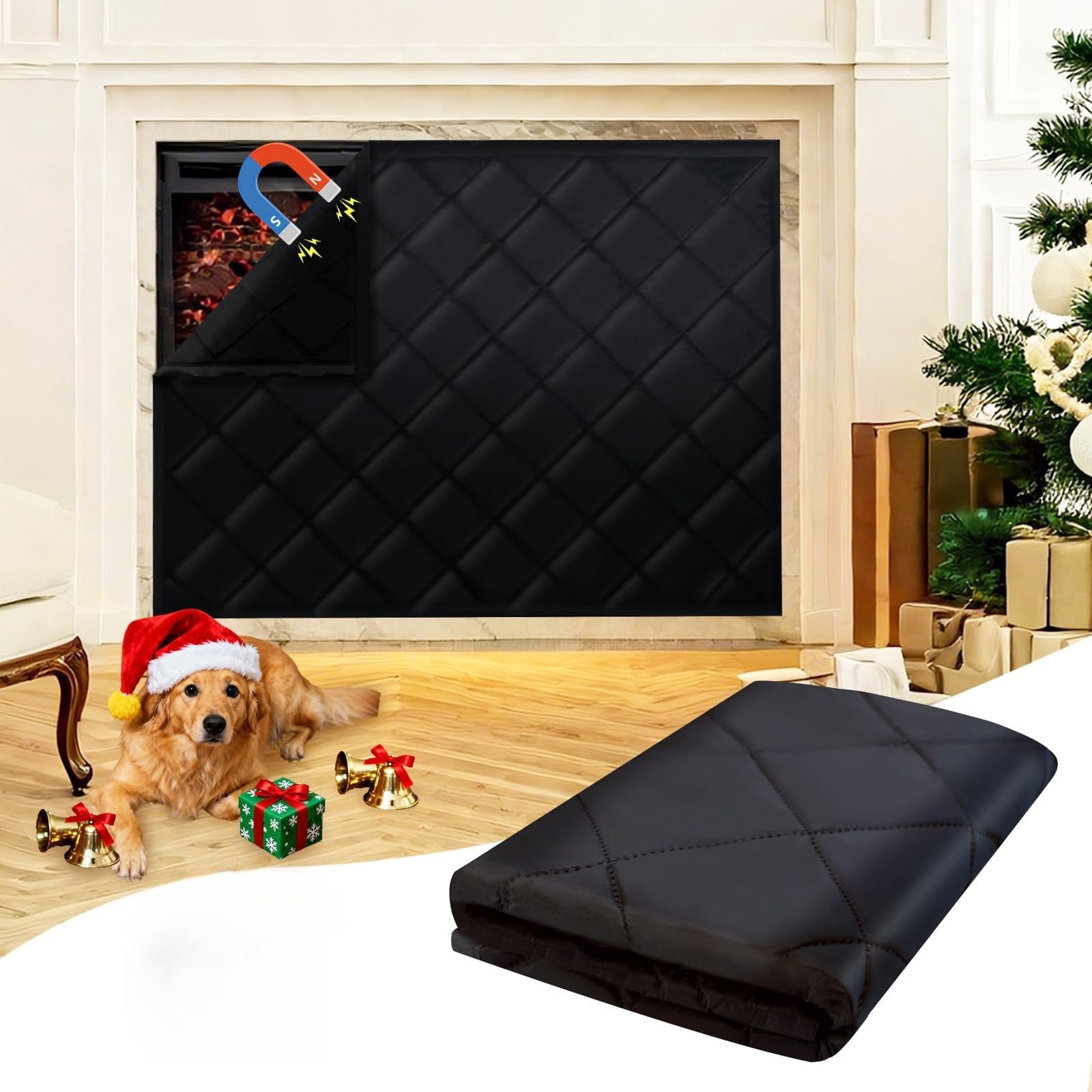 Magnetic Fireplace Blanket & Insulated Fireplace Cover, Heavy Duty ...
