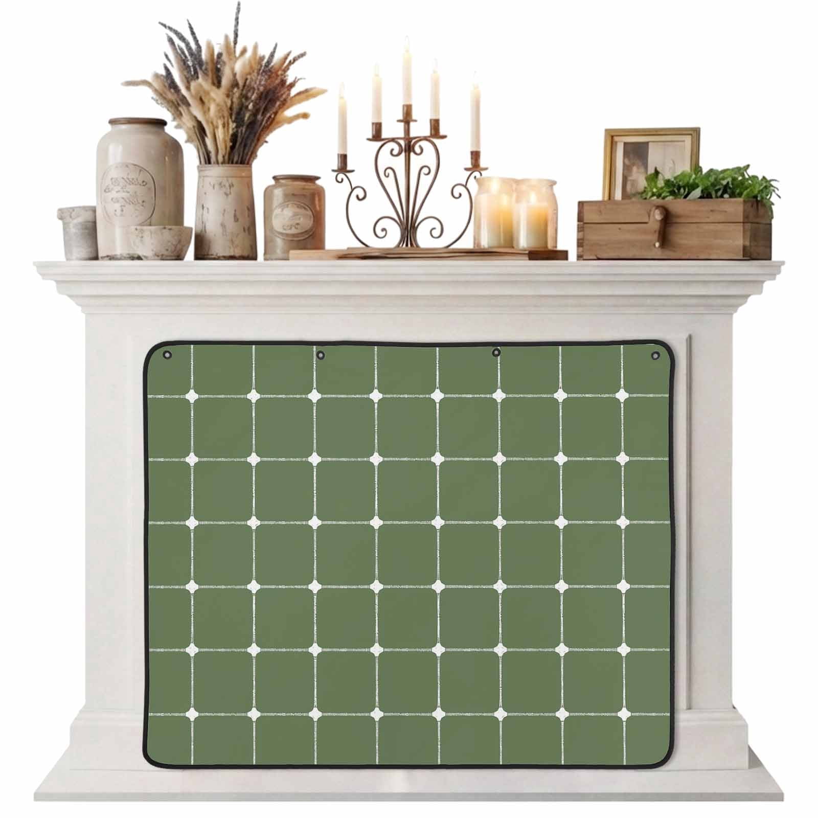 Magnetic Fireplace Cover White Dots Grid Lines Fireplace Screen ...