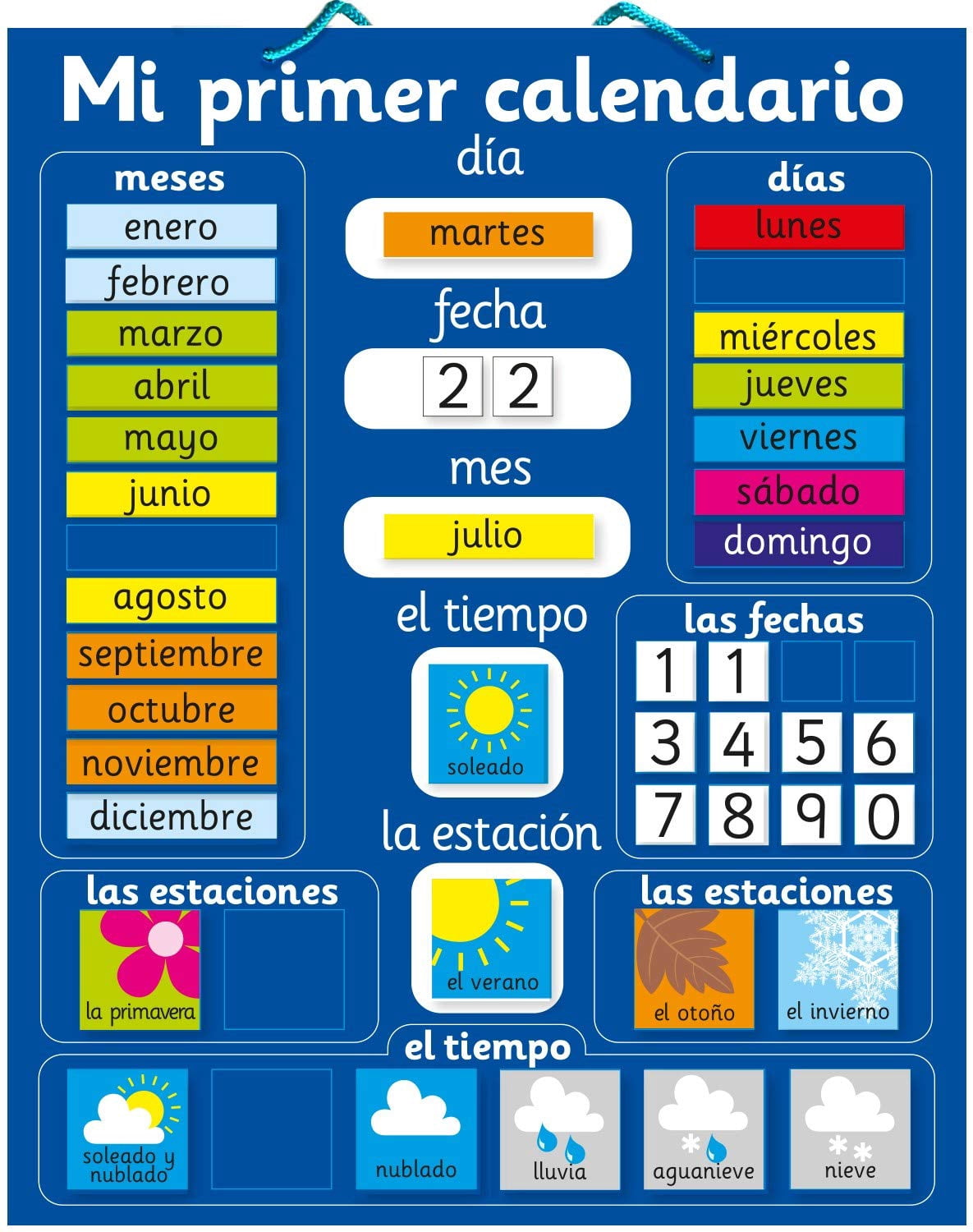 Magnetic My First Learning AIF9 Calendar in Spanish. Rigid board 16" x ...