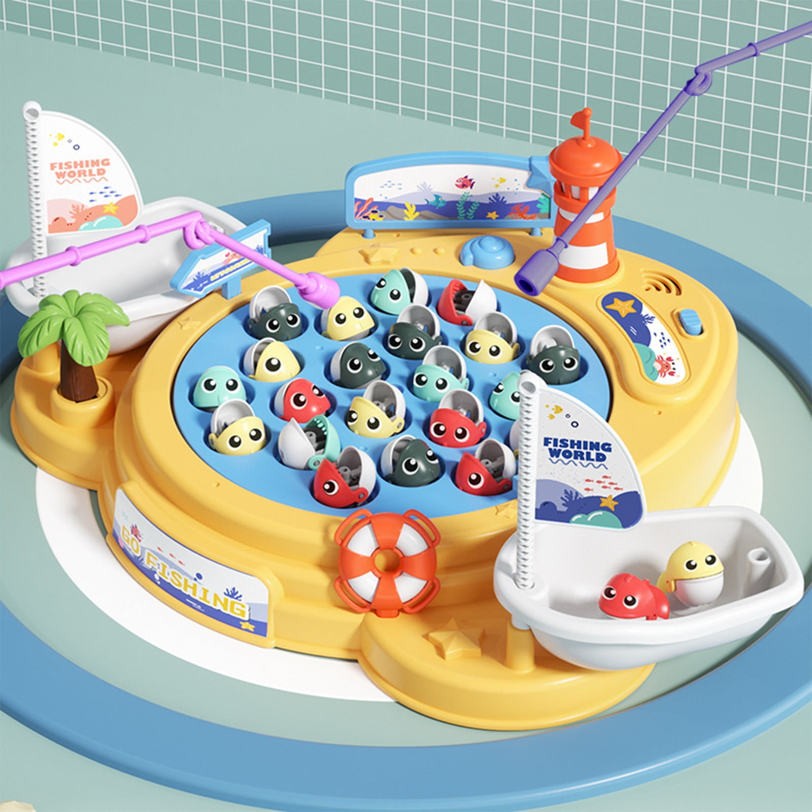 Magnetic Fishing Game Set | Multifunction Rotating Music Disc ...