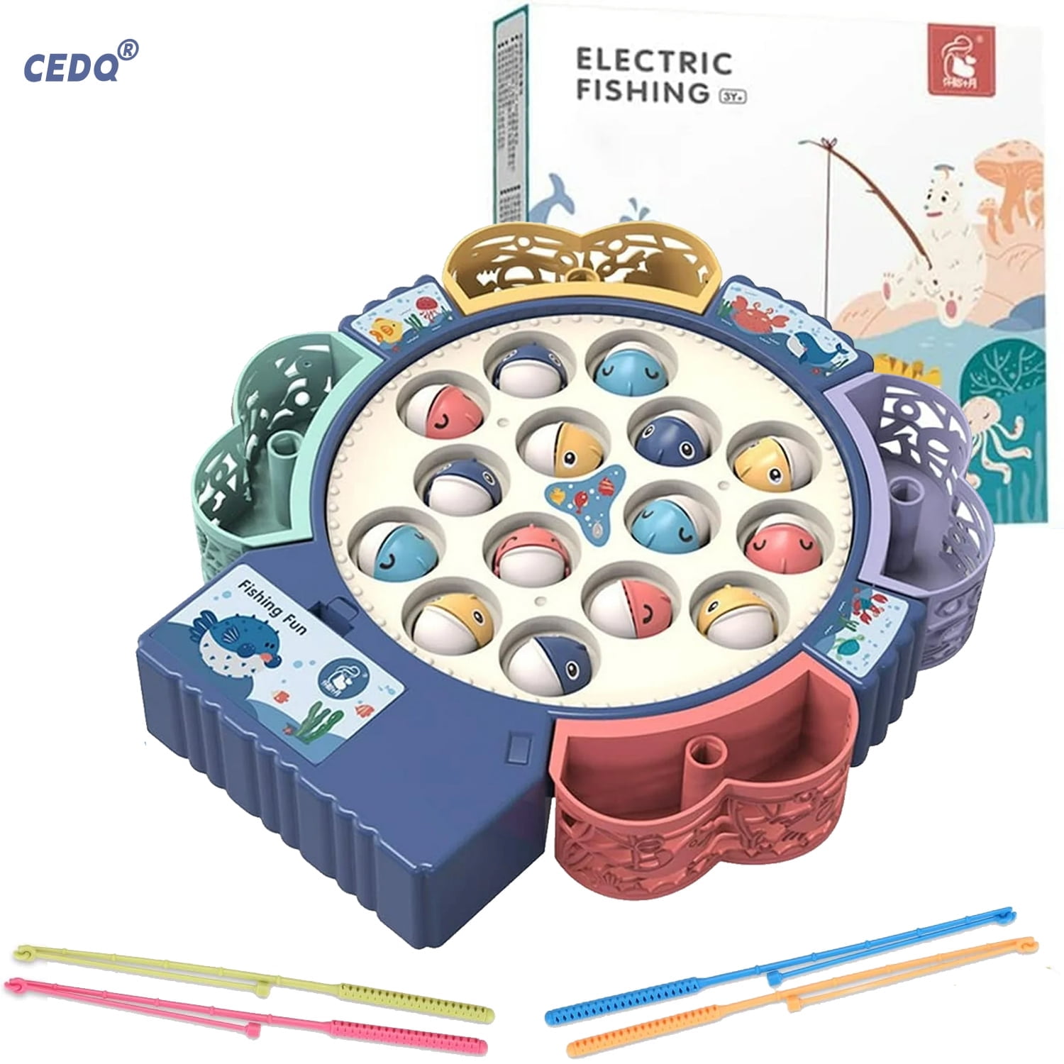 Magnetic Fishing Game Toys, Rotating Board Game with Music Including 45 ...