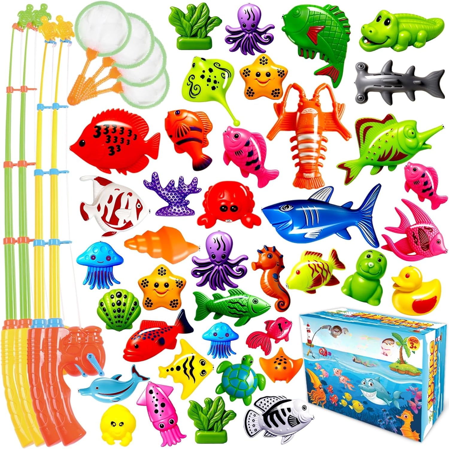 Magnetic Fishing Toys Game Set for Kids | Water Table Bathtub Kiddie ...