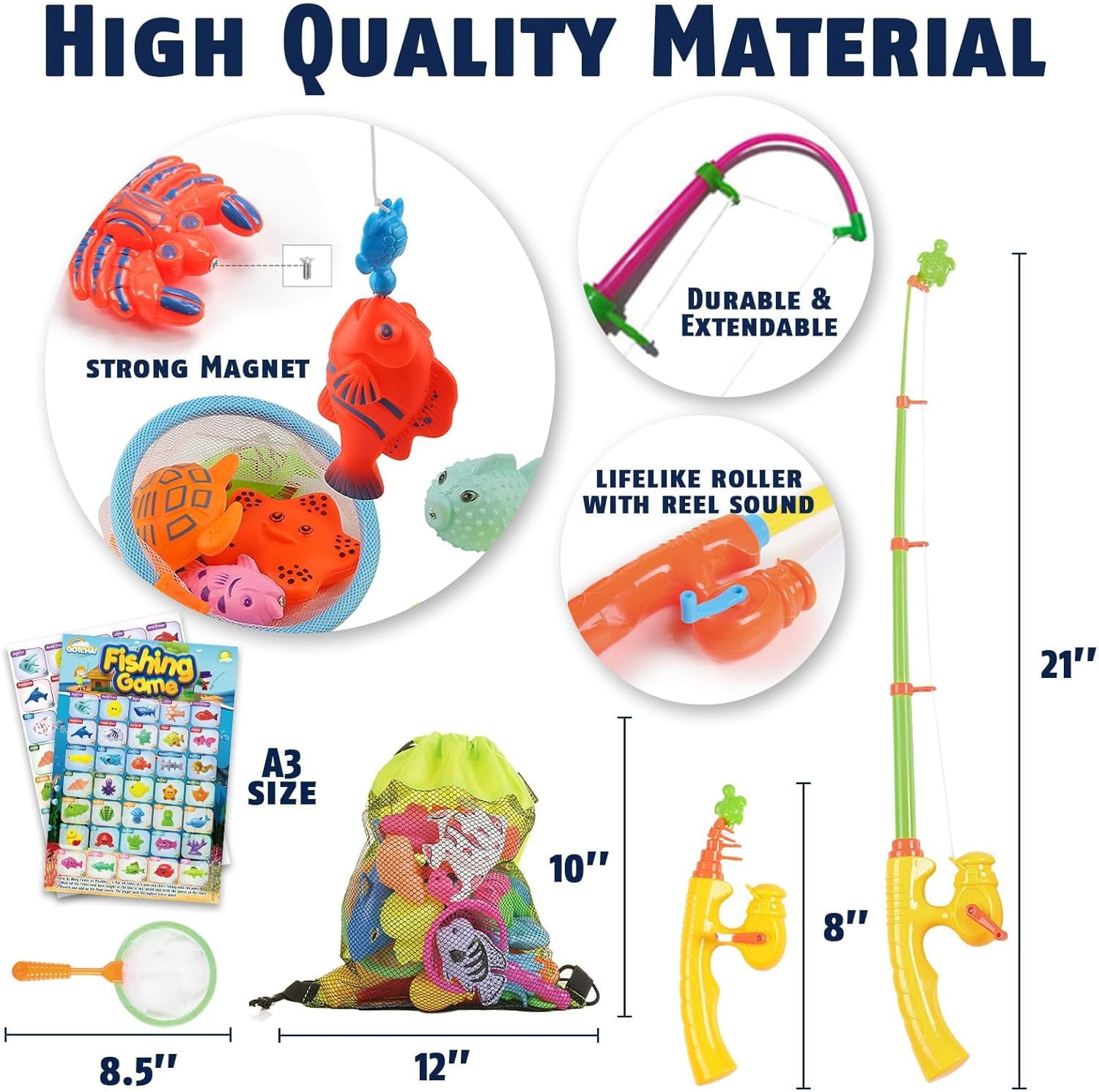 Magnetic Fishing Toys Game Set for Kids | Water Table Bathtub Pool ...