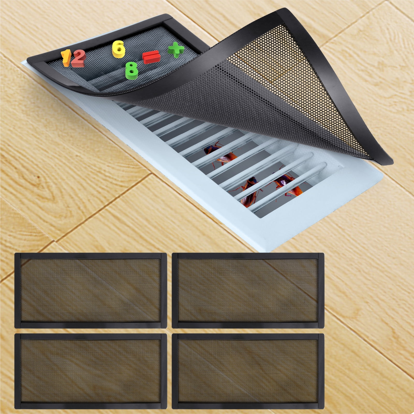 Magnetic Floor Register Vent Covers, 5.5 x 12 Inch Air Vent Filter Mesh, Sticky Magnet PVC Vent ...