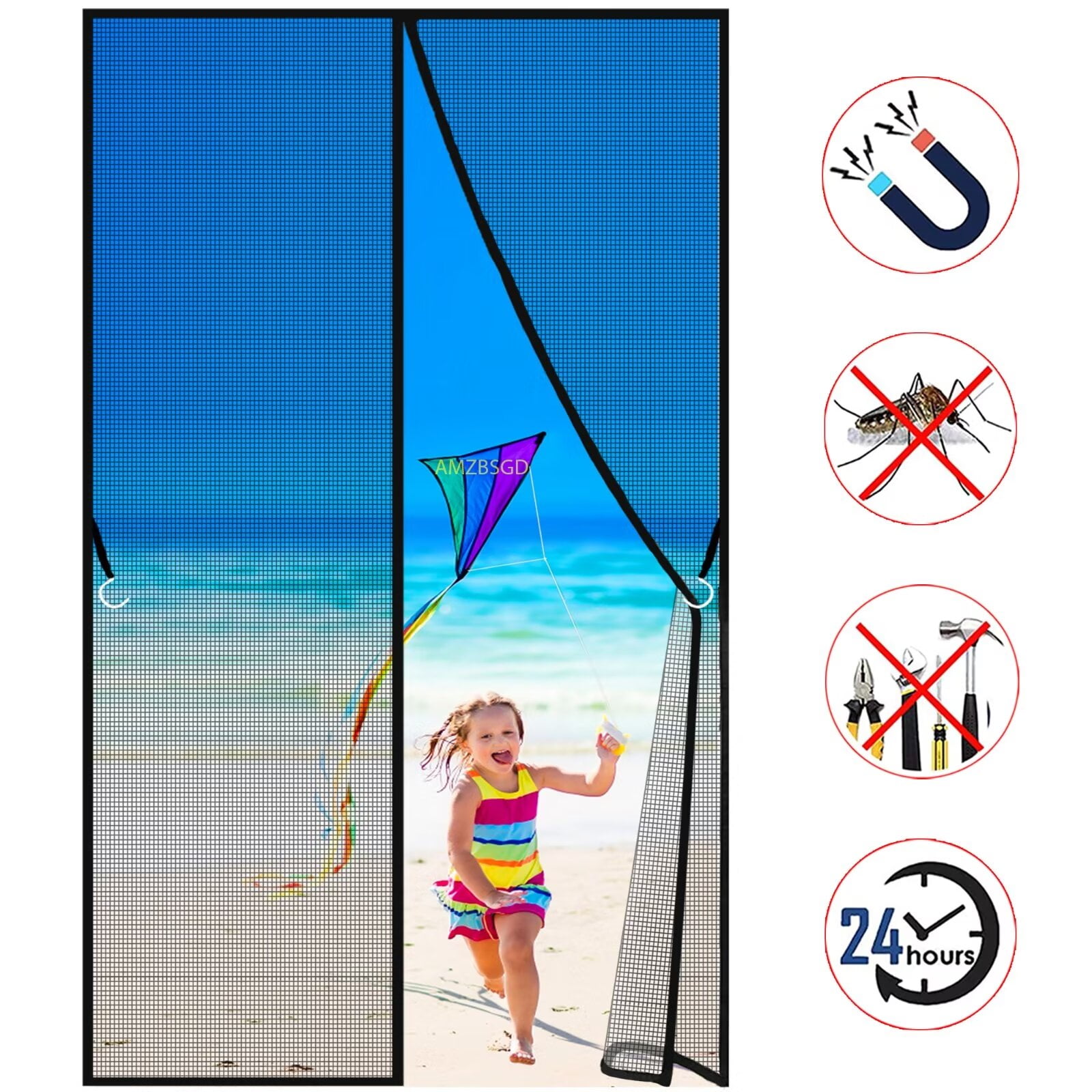 Magnetic Fly Insect Screen Door 91x85 in Keep Insects Out Mosquito Net ...