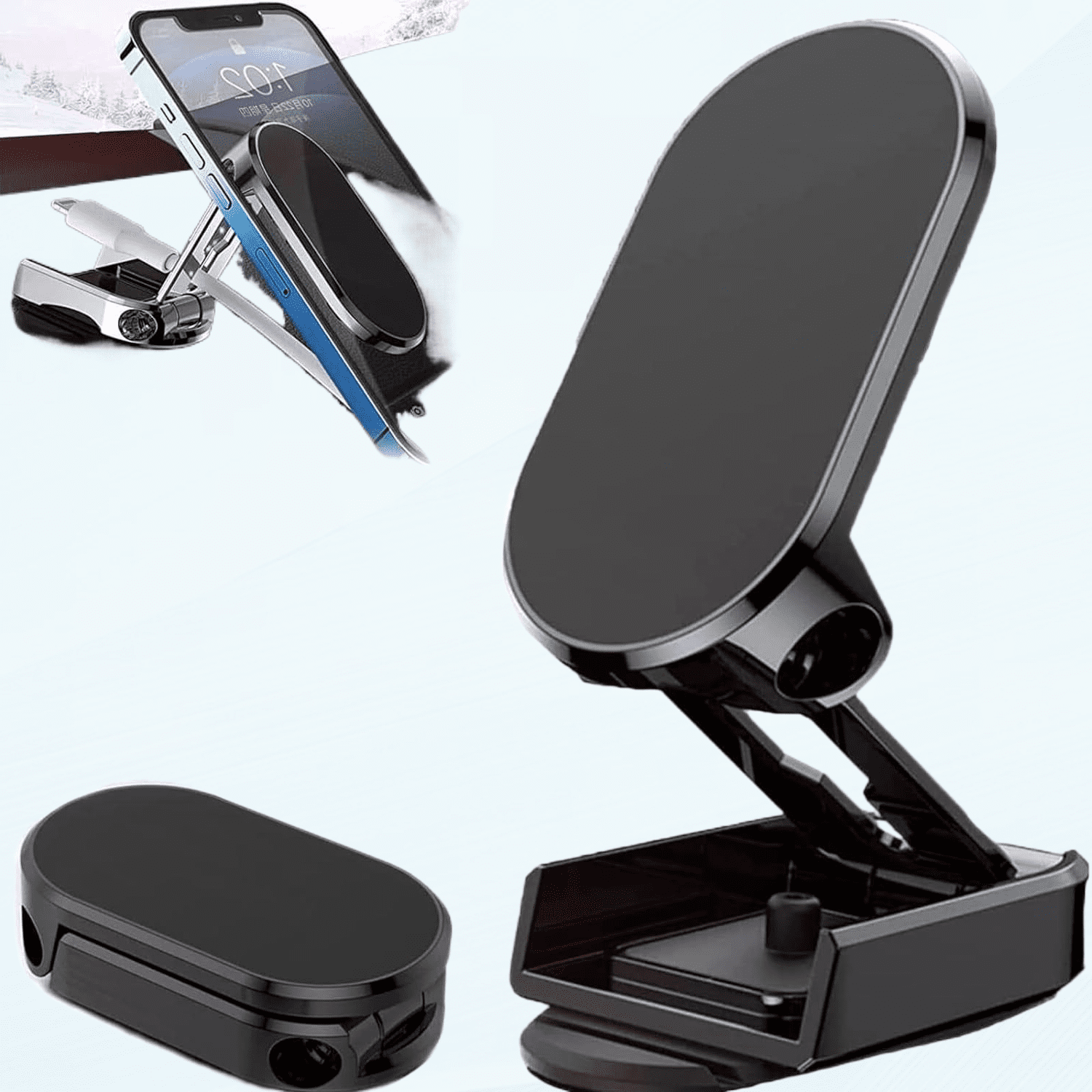 Magnetic Foldable Car Phone Holder with 6 Strong Magnets 360°Rotation ...