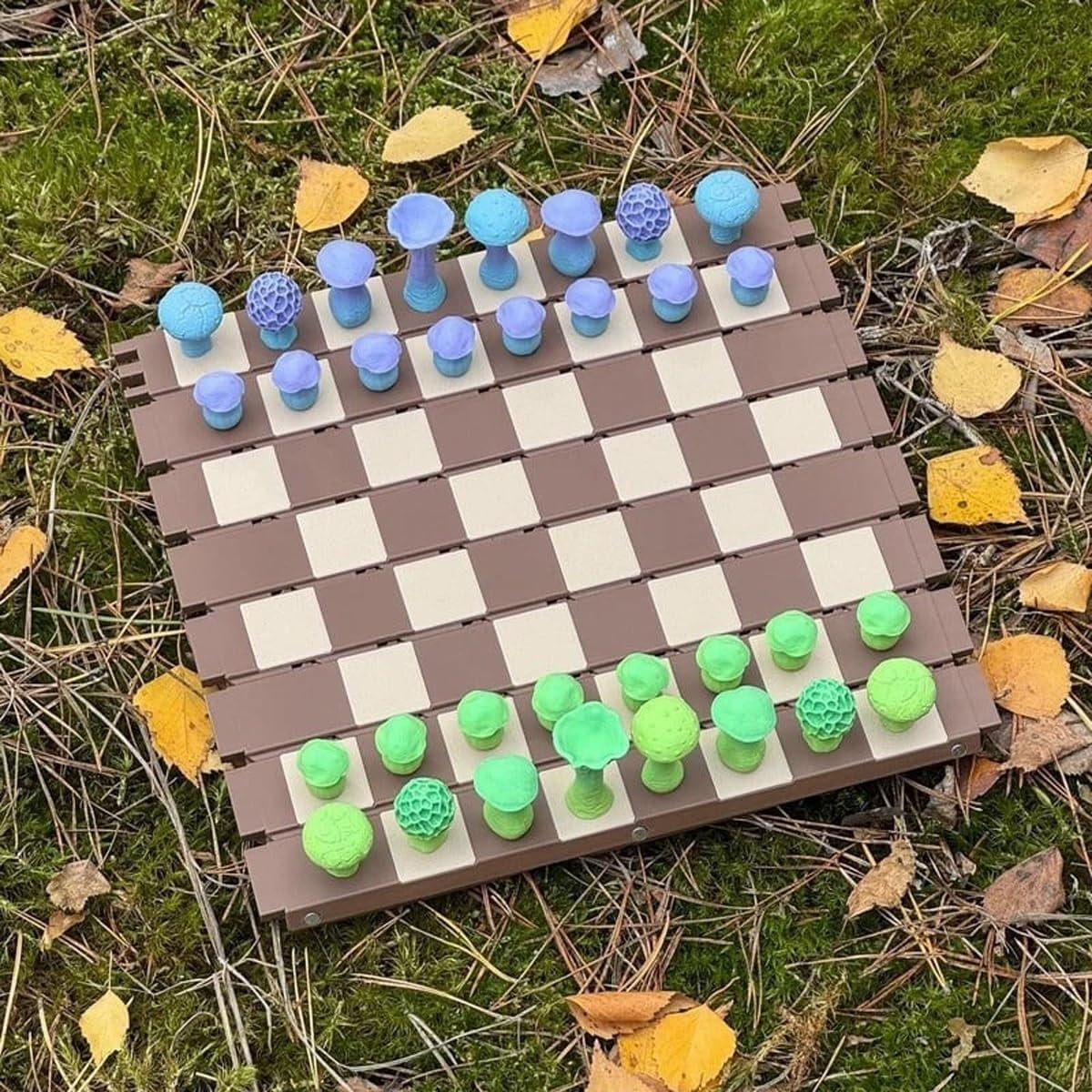 Magnetic Forest Mushrooms Chess, Wooden Chess Board, Portable Magnetic ...