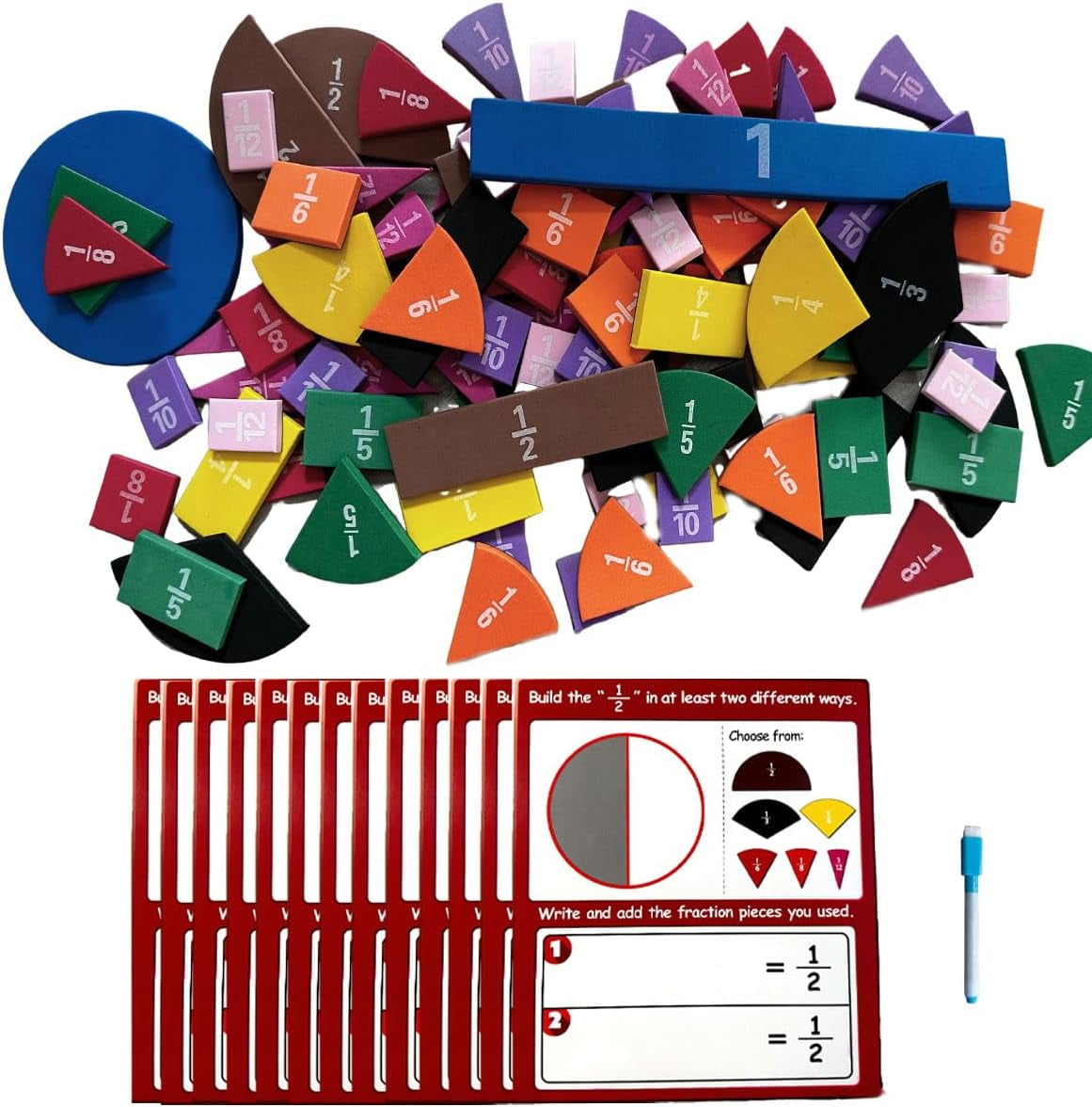 Magnetic Fraction Circles & Fraction Tiles Double-Sided Activity Kit ...