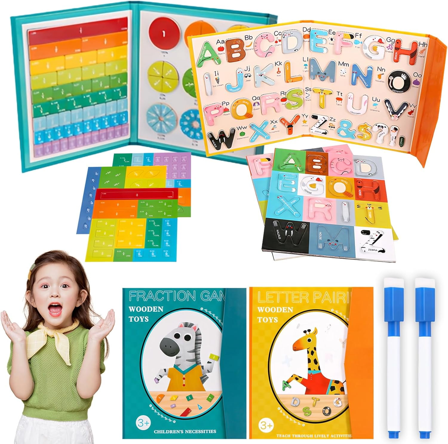 Magnetic Fraction Demonstration Book,Educational Puzzle Math Fraction ...