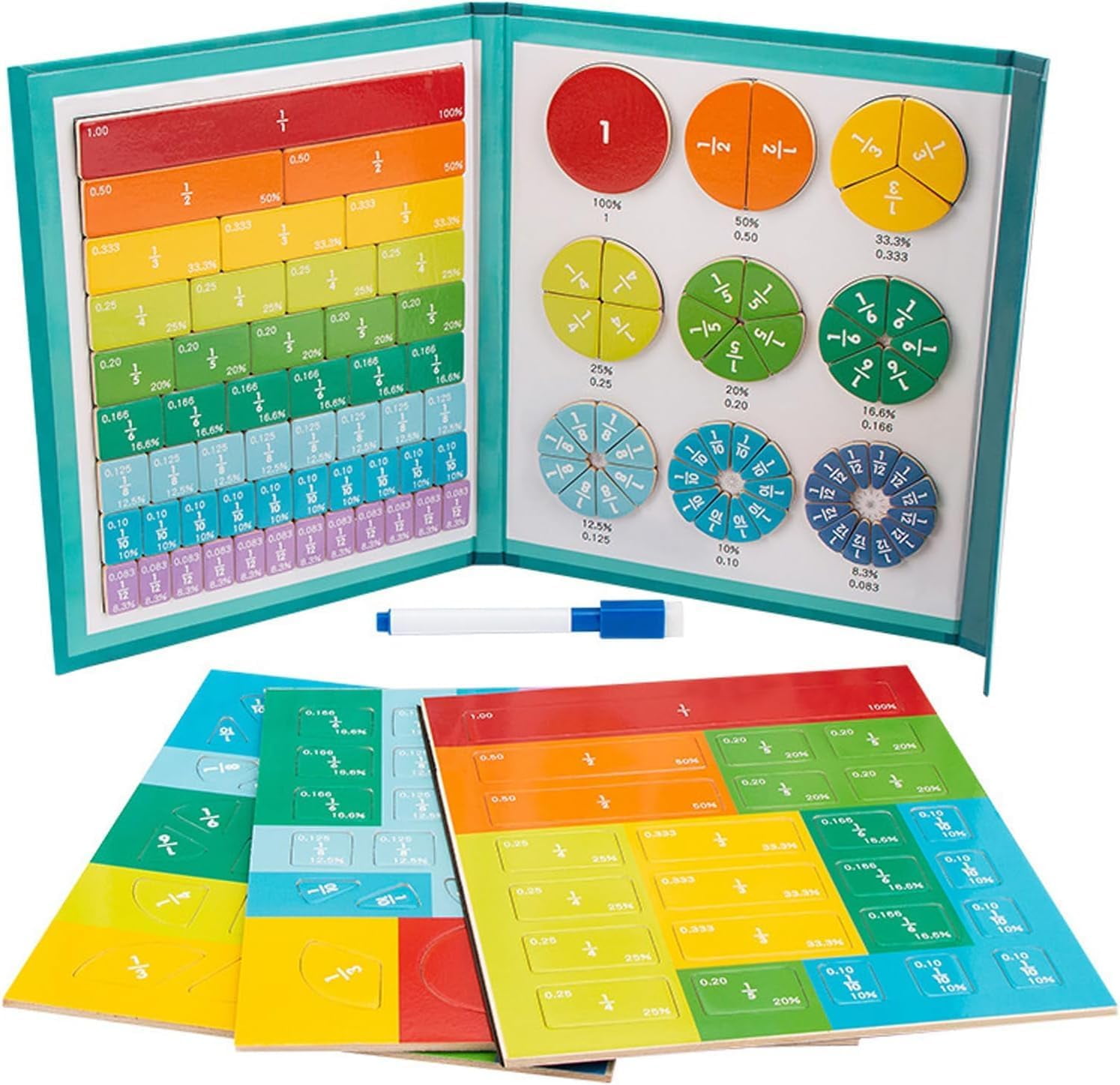 Magnetic Fraction Demonstration Book, Montessori Math Learning Kit with ...
