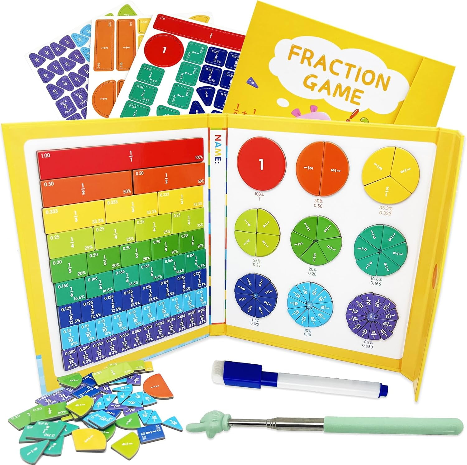 Magnetic Fraction Educational Puzzle for Kids, New Magnetic Fraction ...