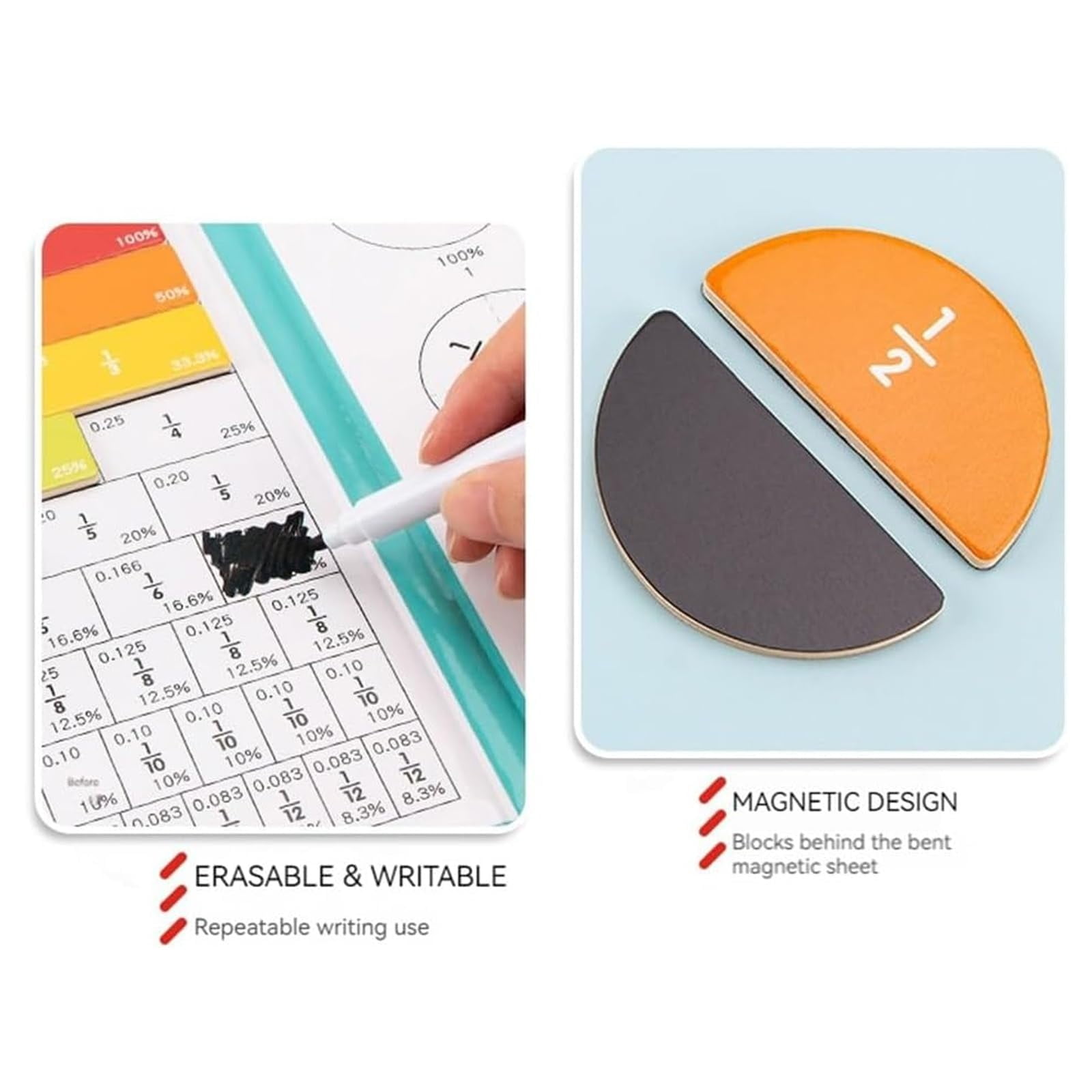 Magnetic Fraction Educational Puzzle, Magnetic Rainbow Fraction Tiles ...