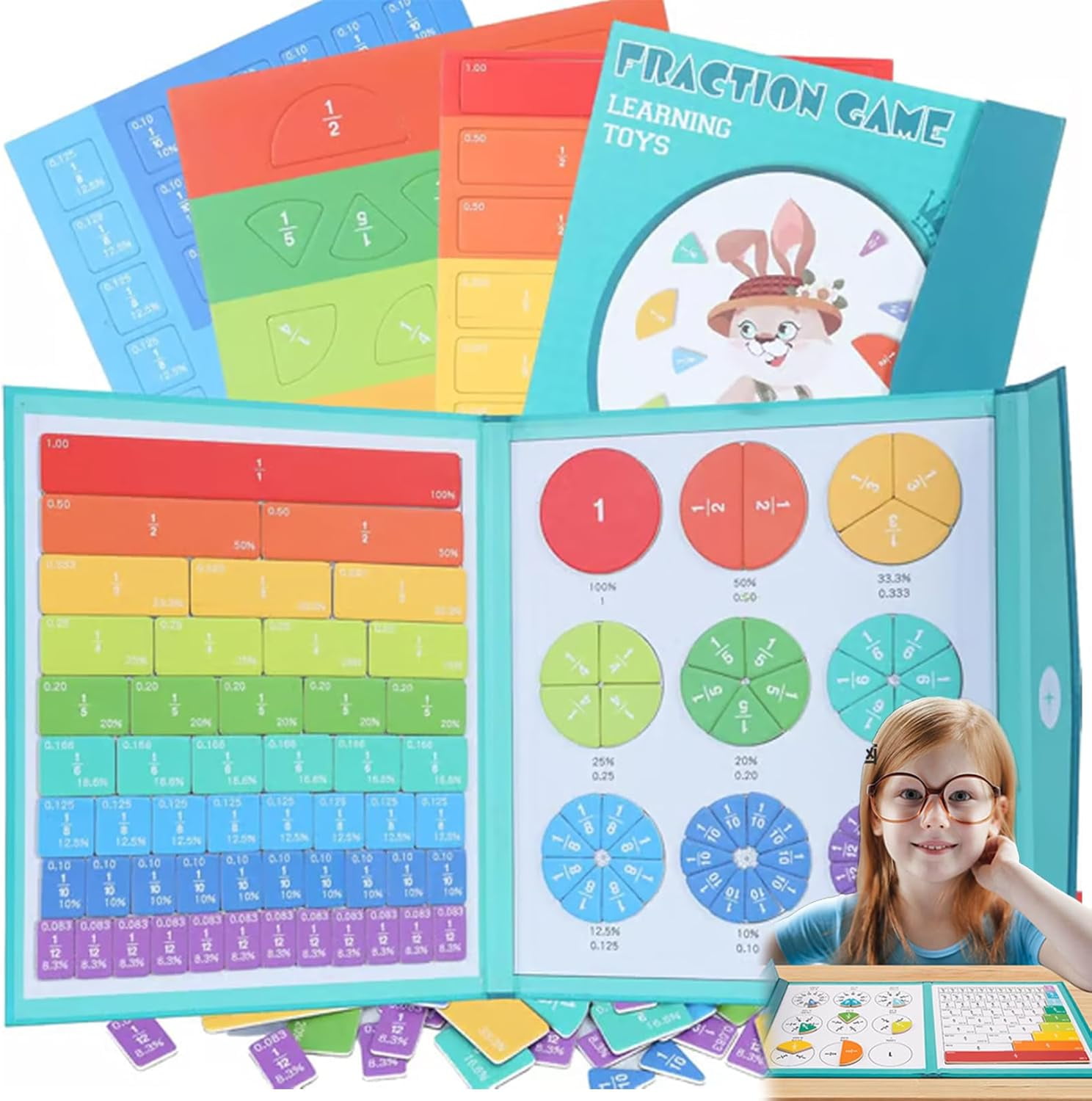 Magnetic Fraction Tiles & Circles 102 Pcs Educational Math ...