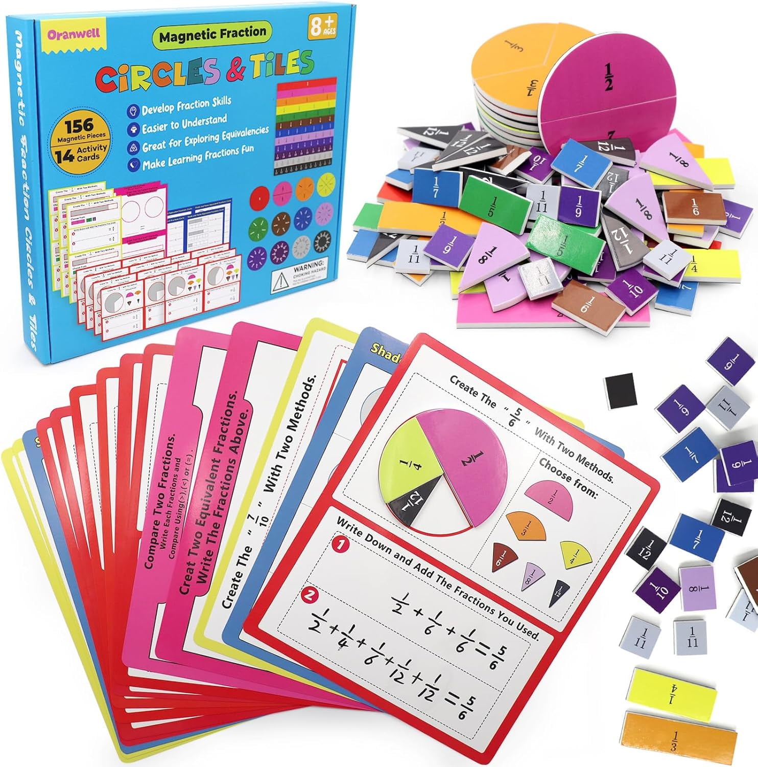 Magnetic Fraction Tiles & Fraction Circles Activity Set, Math Fraction ...