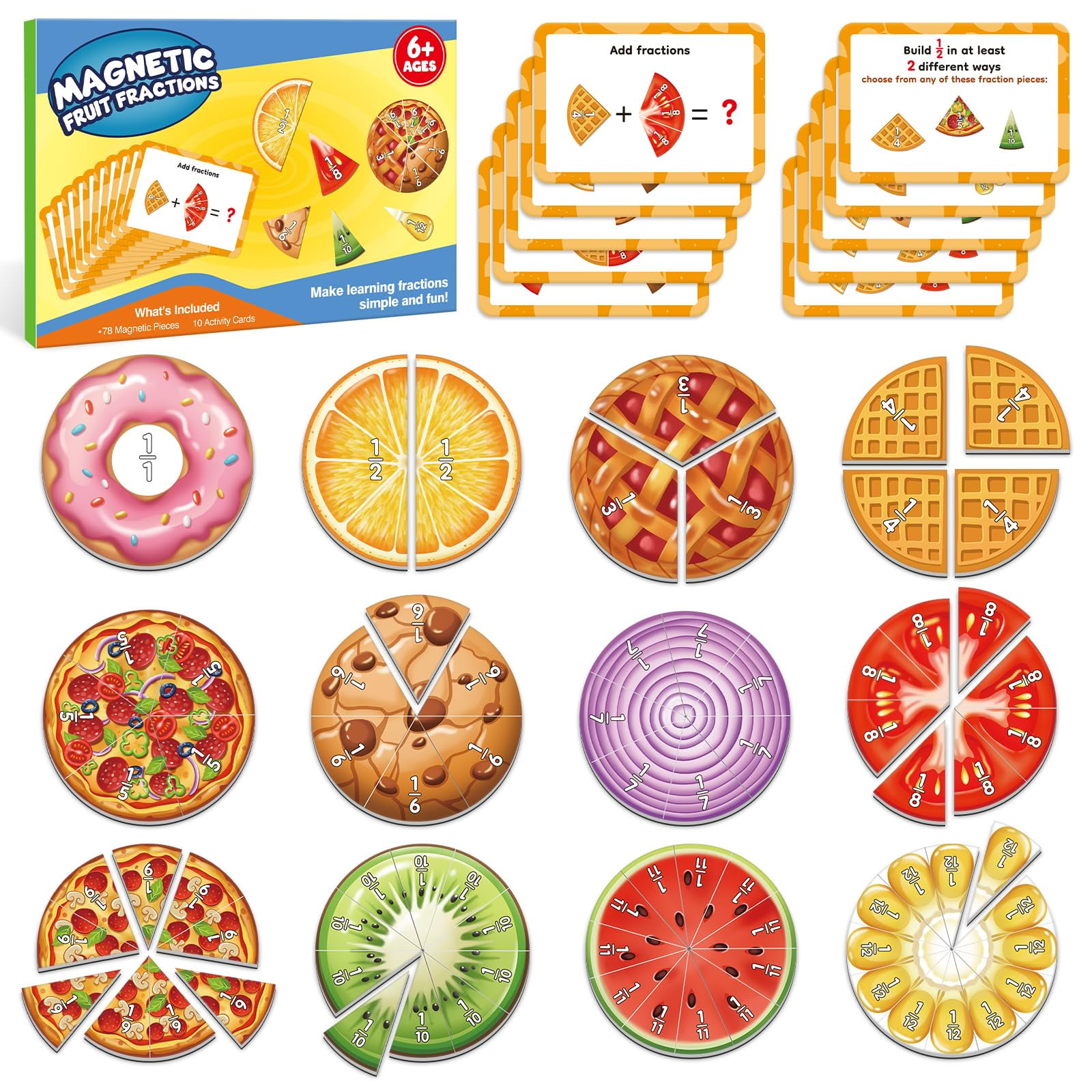 Magnetic Fraction Tiles & Circles, Bars,Math Manipulatives, Fraction ...