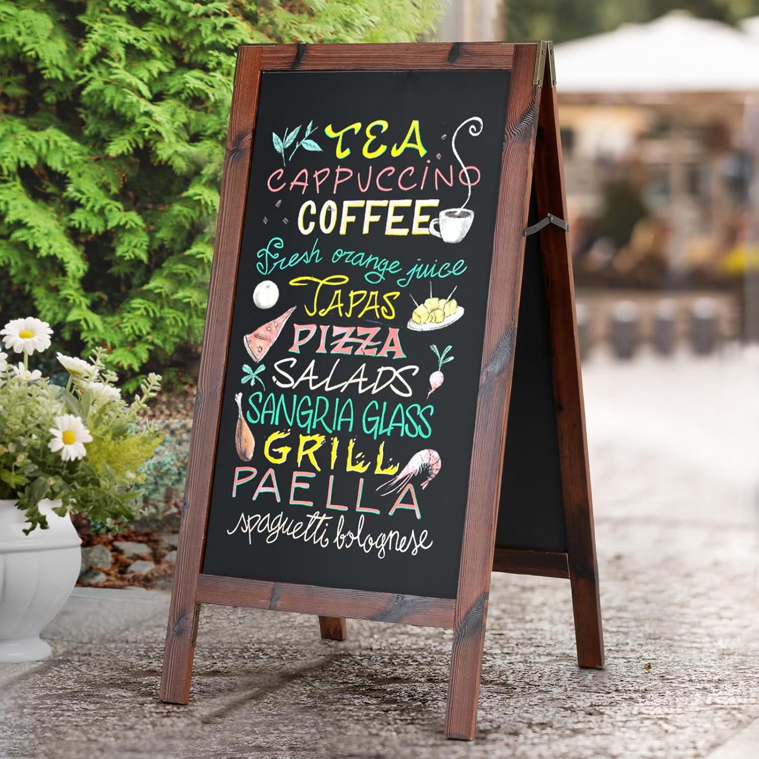 Magnetic A Frame Chalkboard, 40” x 20” Double-Sided Sandwich Board Outdoor, Sidewalk Sign with ...