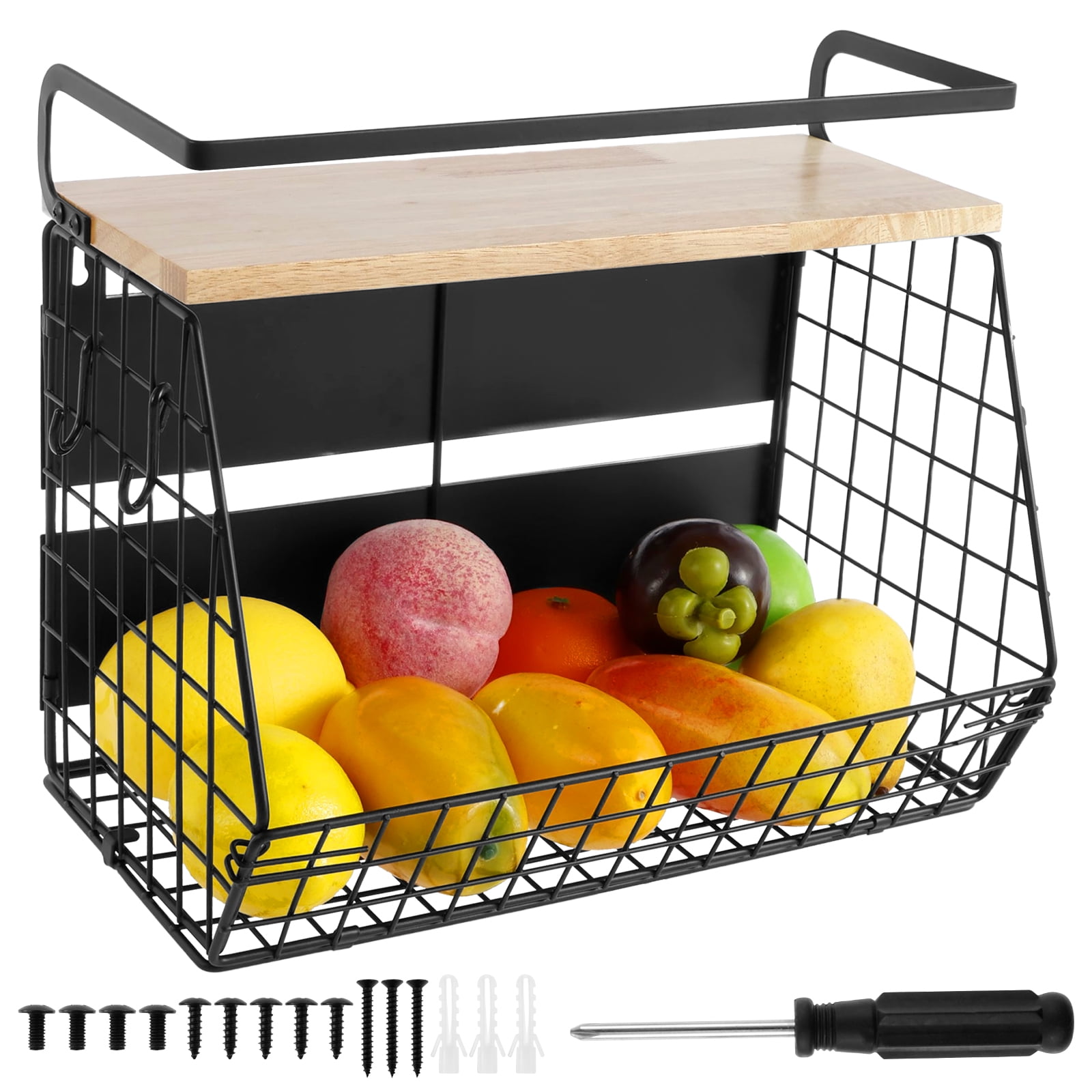 Magnetic Fridge Shelf with Wood Lid Large Capacity Magnetic Spice Rack ...