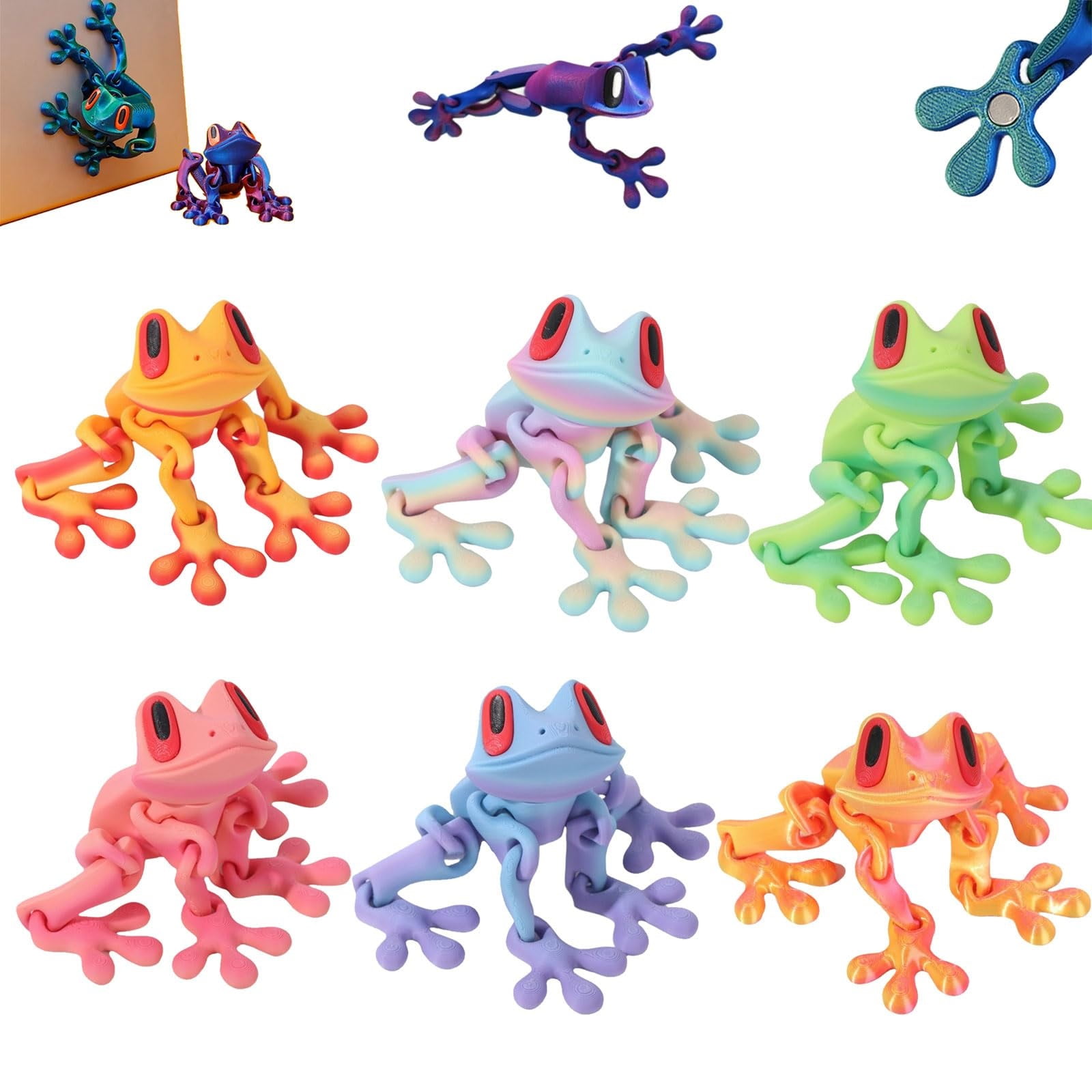 Magnetic Frog, 3D Printed Magnet Frog, Realistic Jointed Jumping Frogs ...