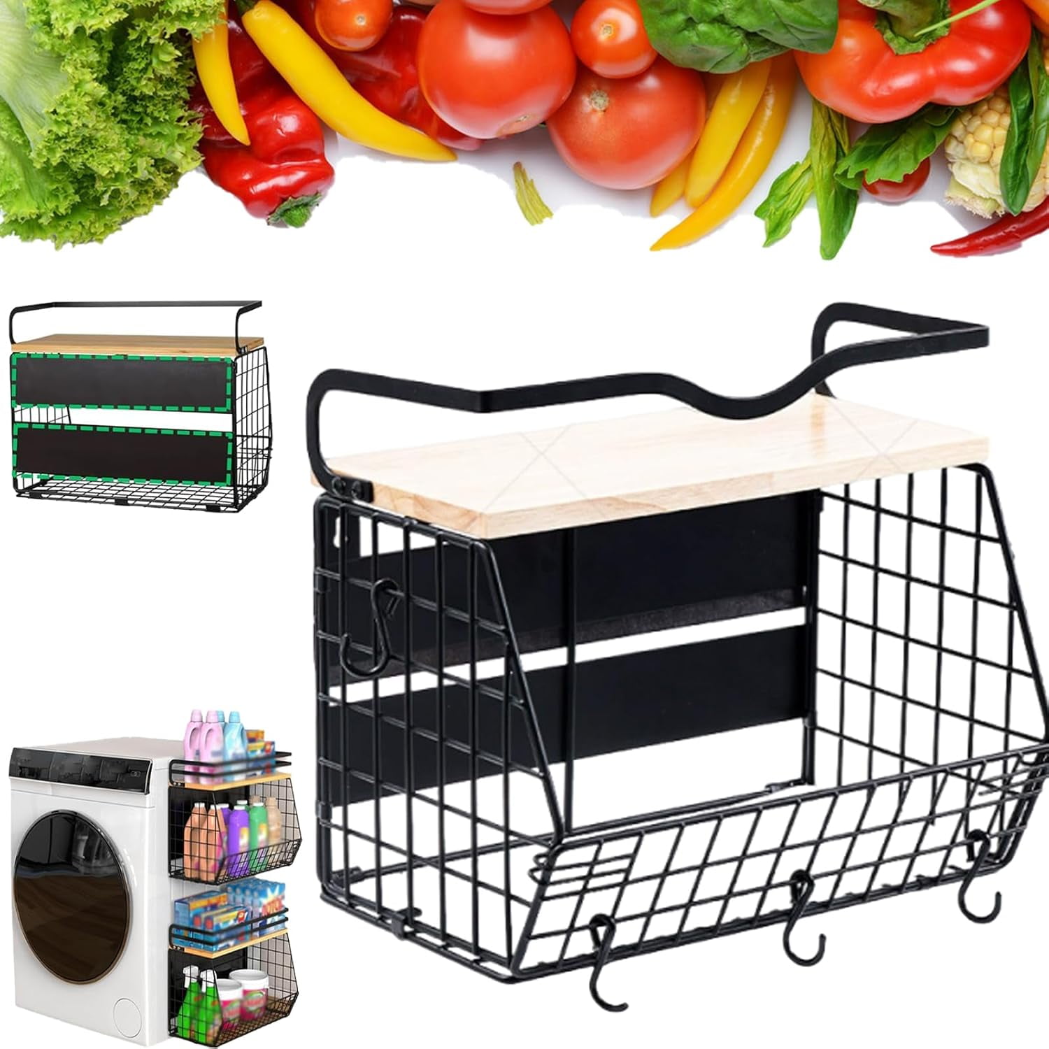 Magnetic Fruit Holder for Refrigerator, Heavy Duty Wood Lid Magnetic ...