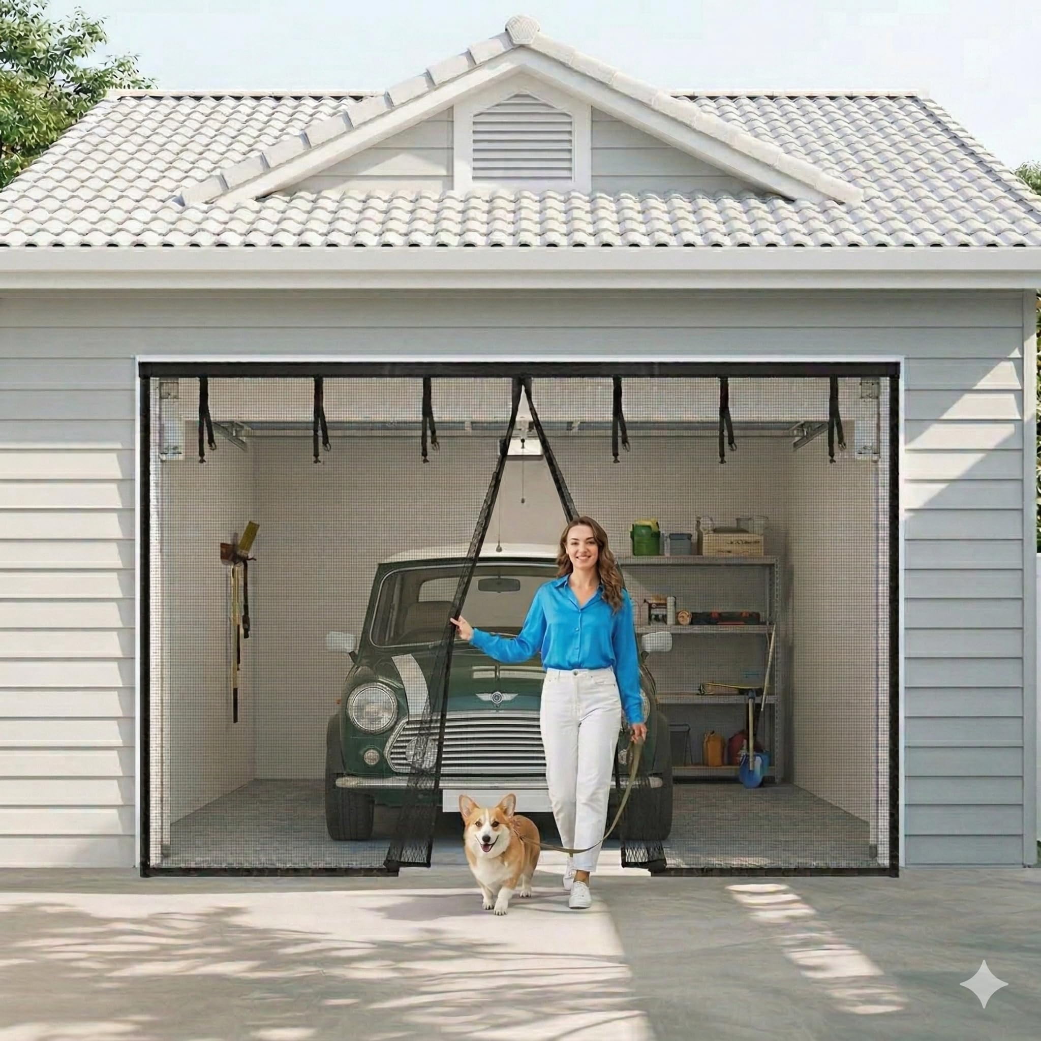 Magnetic Garage Screen Door - 8x7 FT | Fiberglass Mesh, Magnetic ...