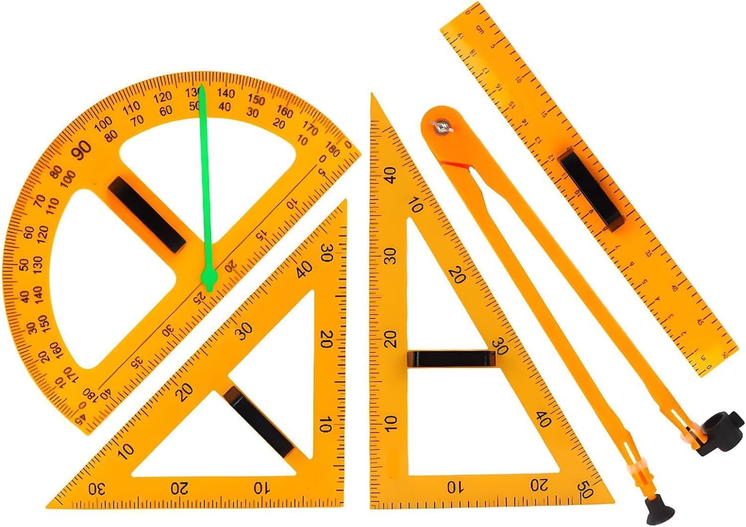 Magnetic Geometry Tool, Protractor, 2 Triangle Rulers with Easy ...