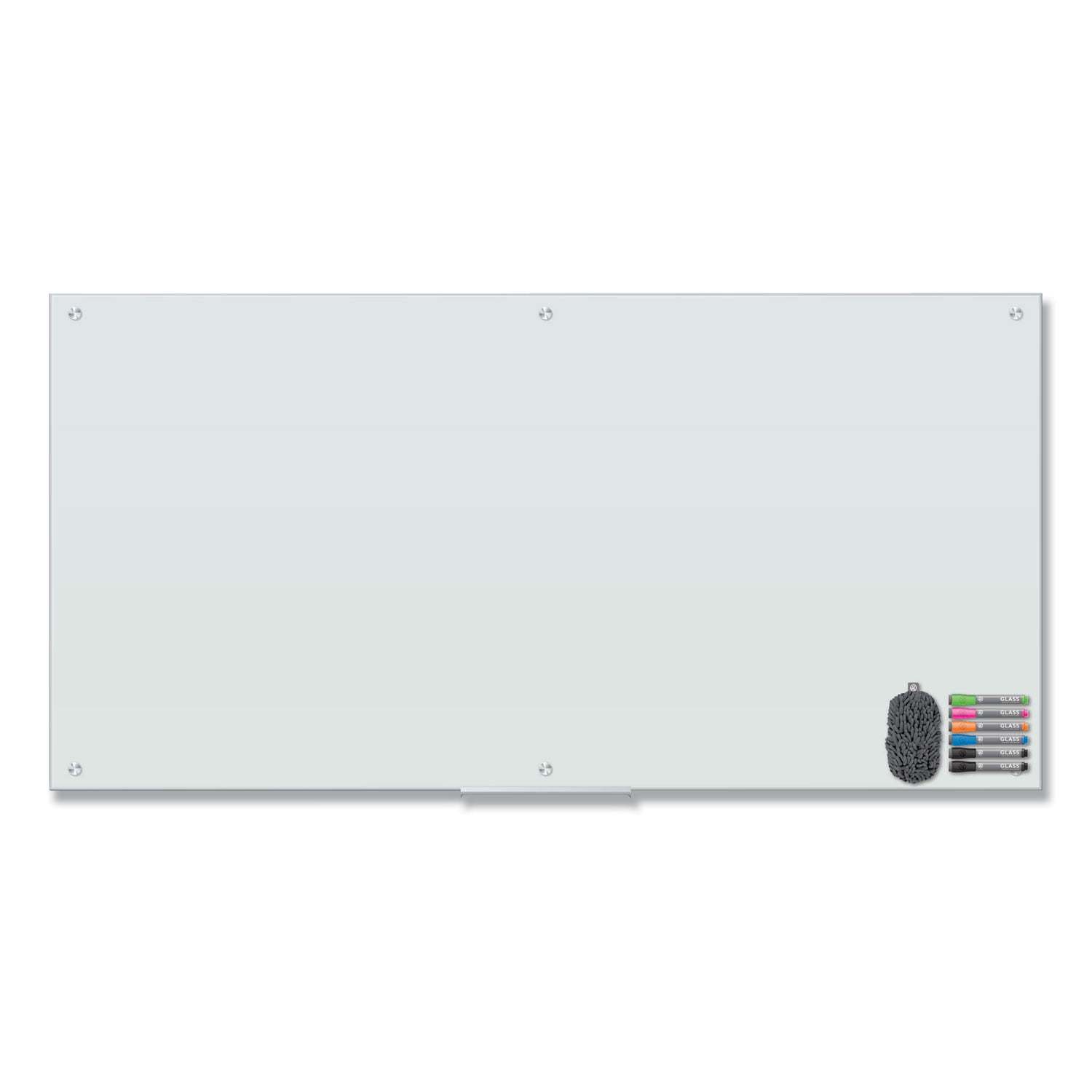 U Brands Magnetic Glass Dry Erase Board Value Pack, 72 X 36, White ...