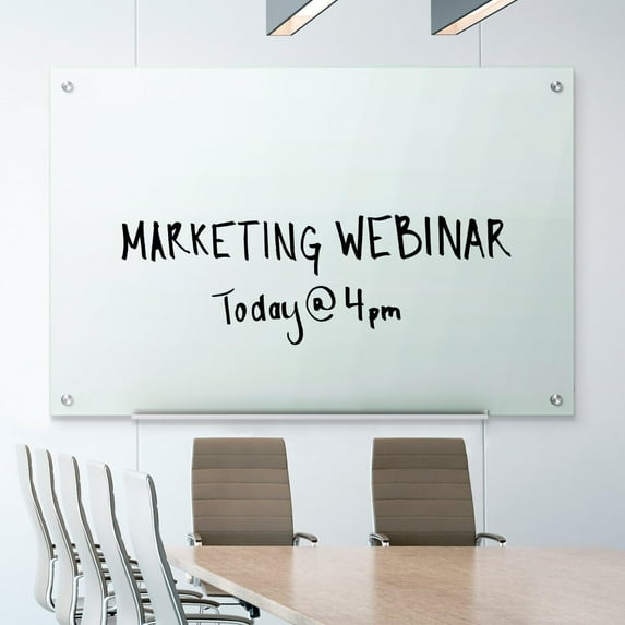 Magnetic Glass Dry Erase White Board, 24''W x 18''H Whiteboard ...