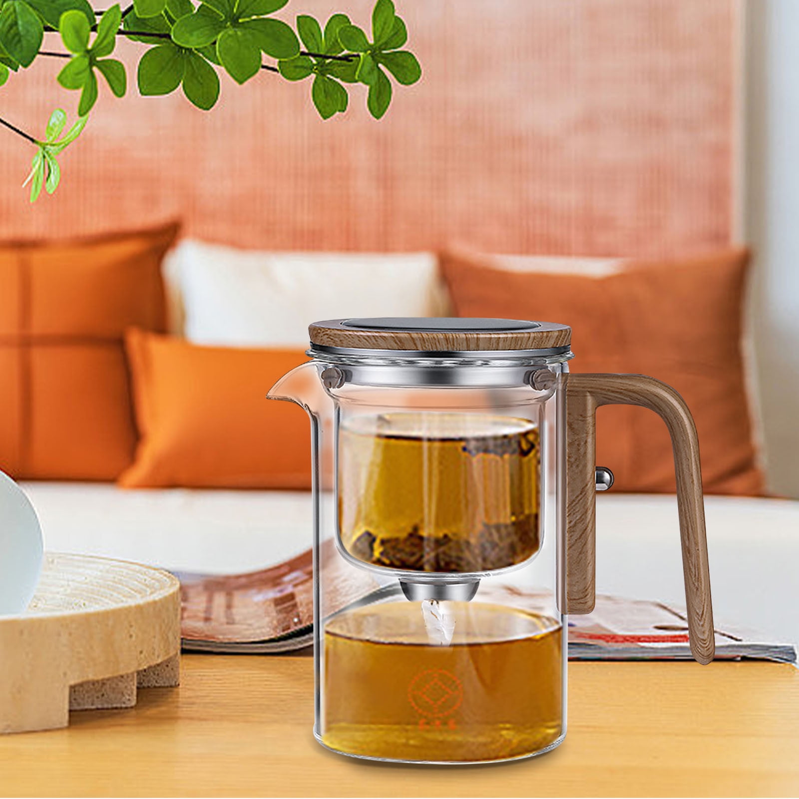 Magnetic Glass Tea Pot Semi Automatic Lazy Rodless Heat Resistant ...