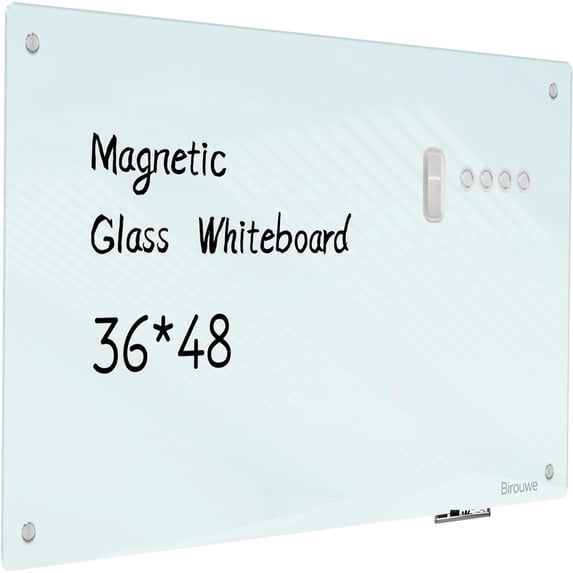Magnetic Glass Whiteboard - Glass Dry Erase Board 36x48 Large Frameless ...