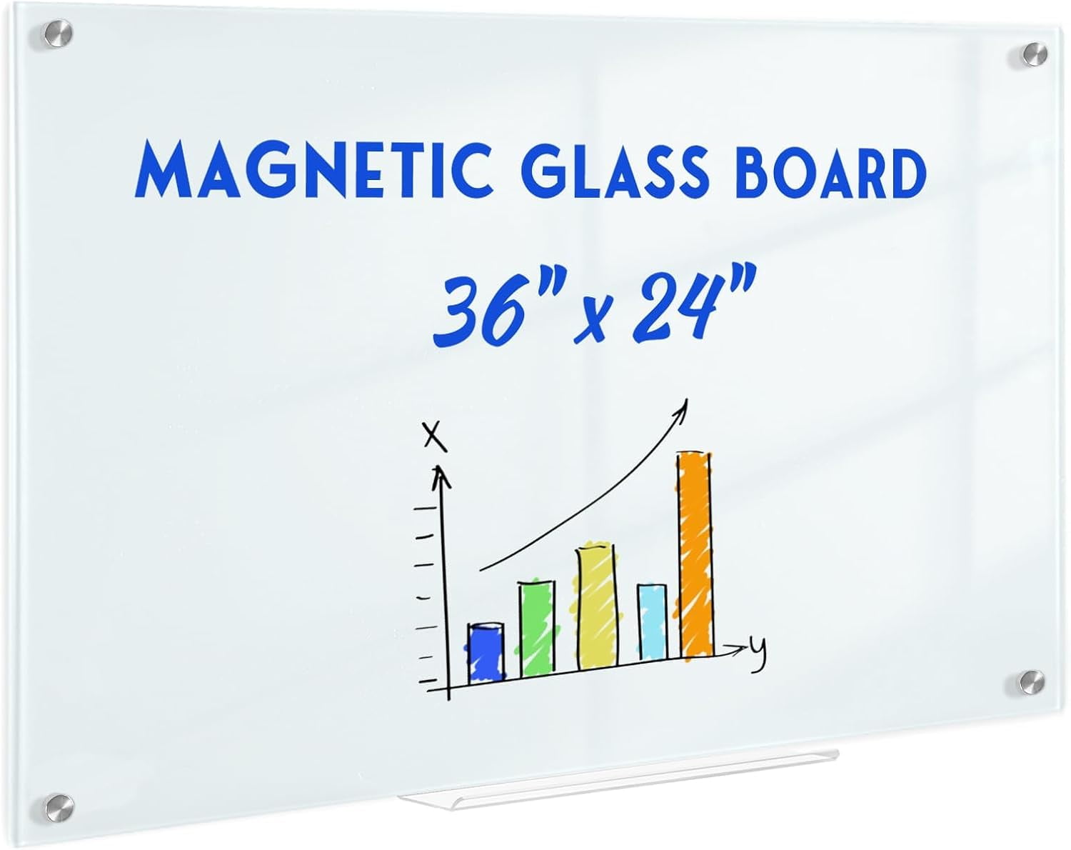 Magnetic Glass Whiteboard for Wall, 36" x 24" Glass Dry Erase Board ...