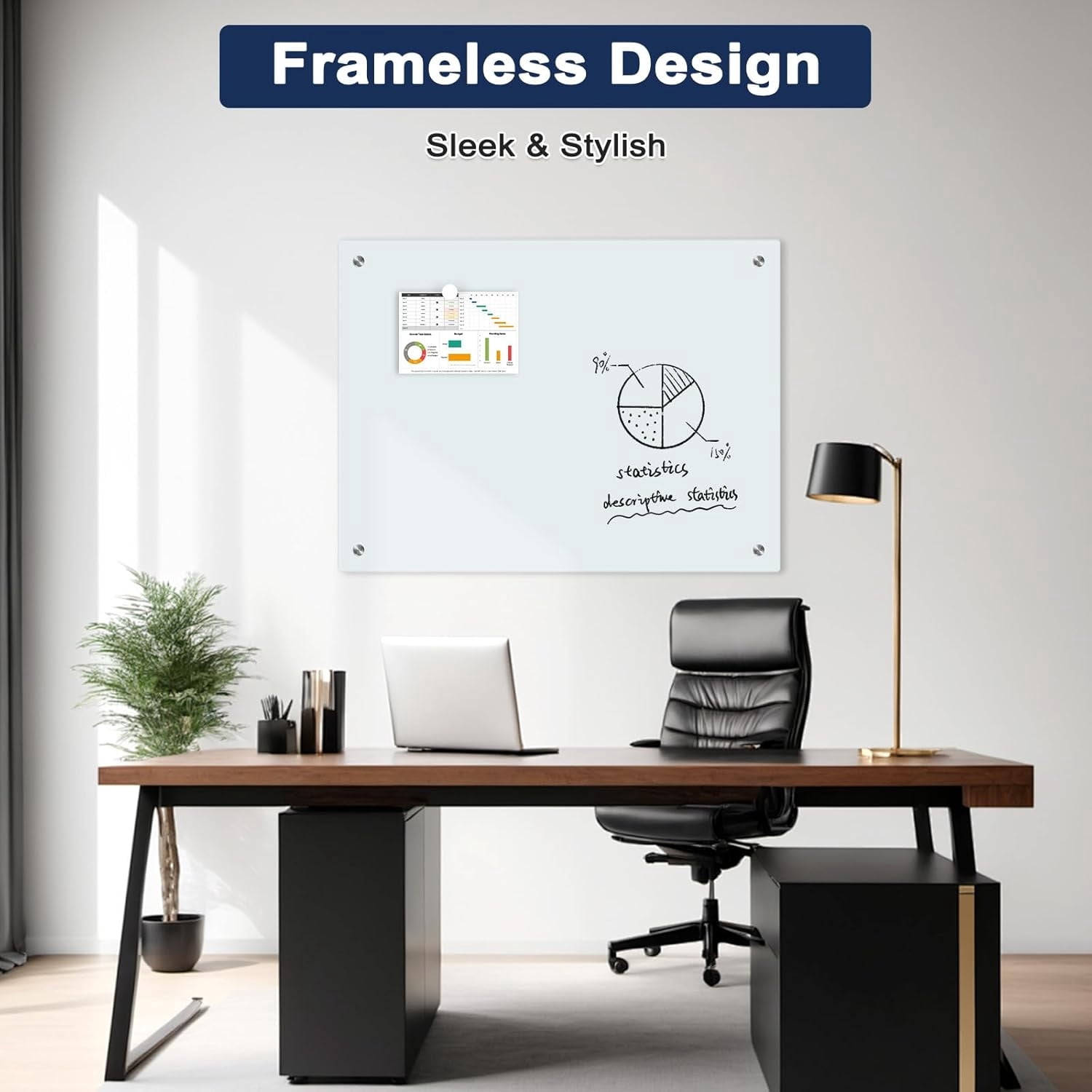 Magnetic Glass Whiteboard for Wall, 36
