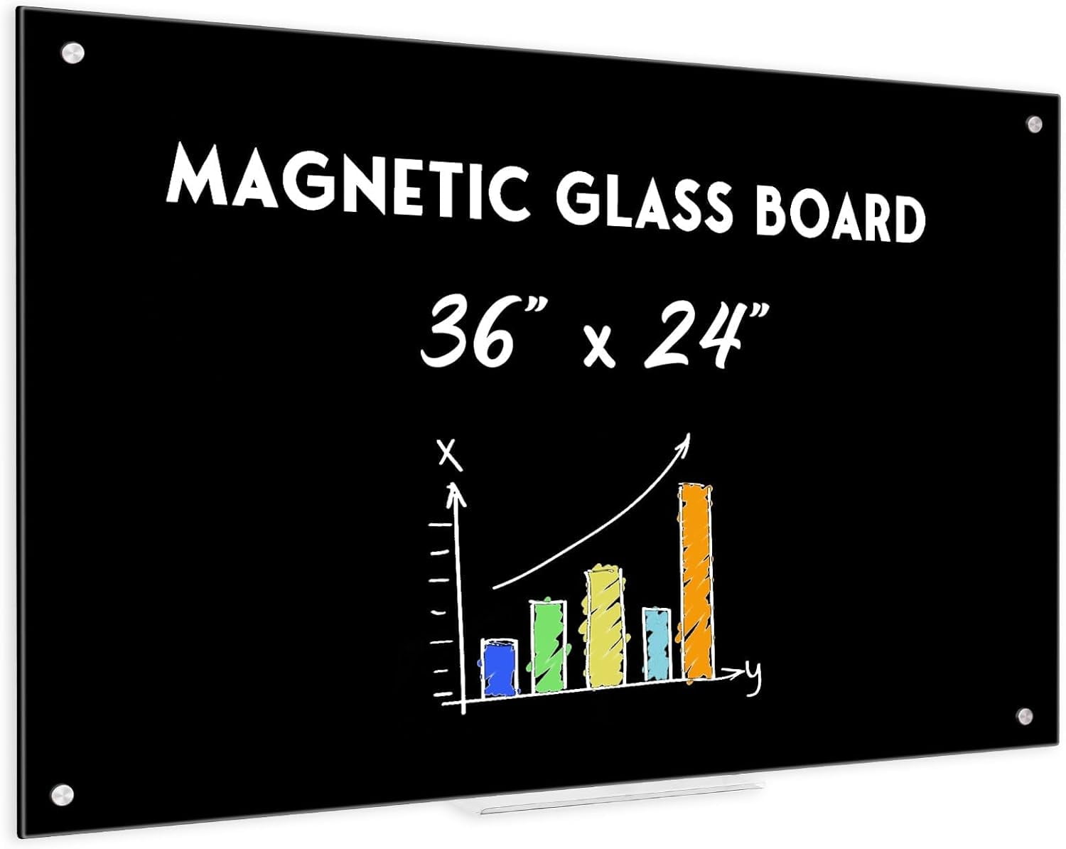 Magnetic Glass Whiteboard for Wall, 36" x 24" Glass Dry Erase Board ...