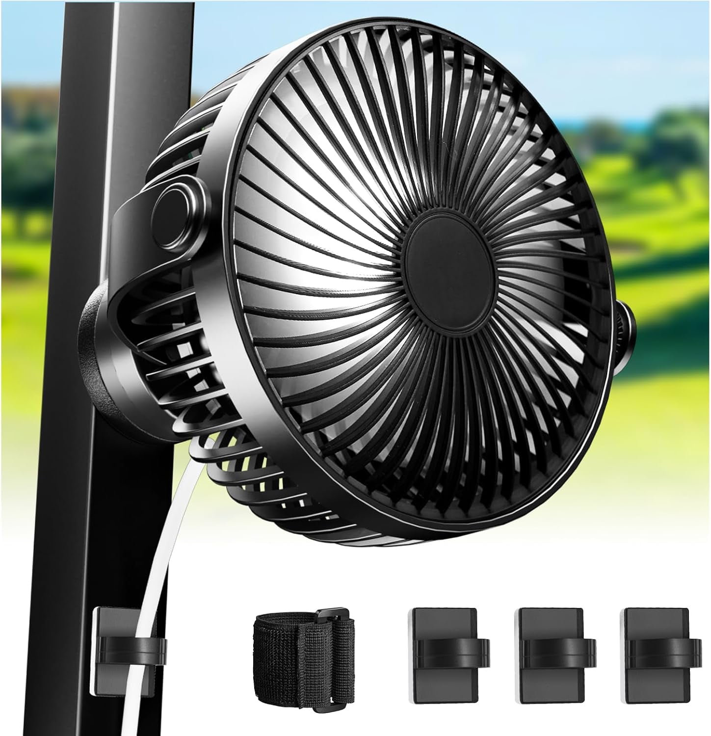 Magnetic Golf Cart Fan Rechargeable, 10000mAh Battery, 4-Speed Quiet ...