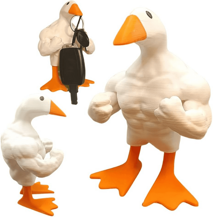 Magnetic Goose Duck Key Holder – Funny Standing Muscle Goose Statue ...