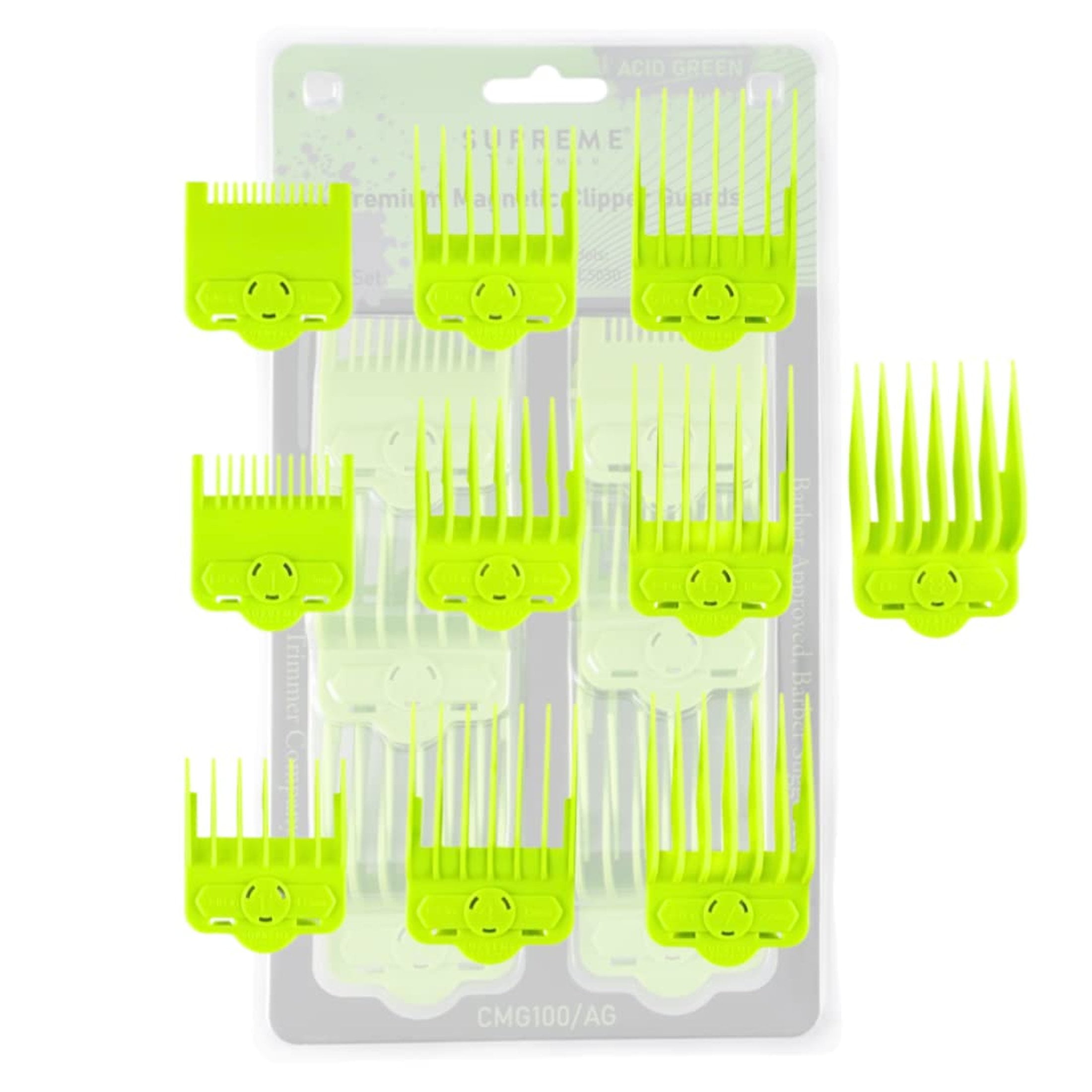 Magnetic Hair Clipper Guide Combs with 10 Lengths in Acid Green ...