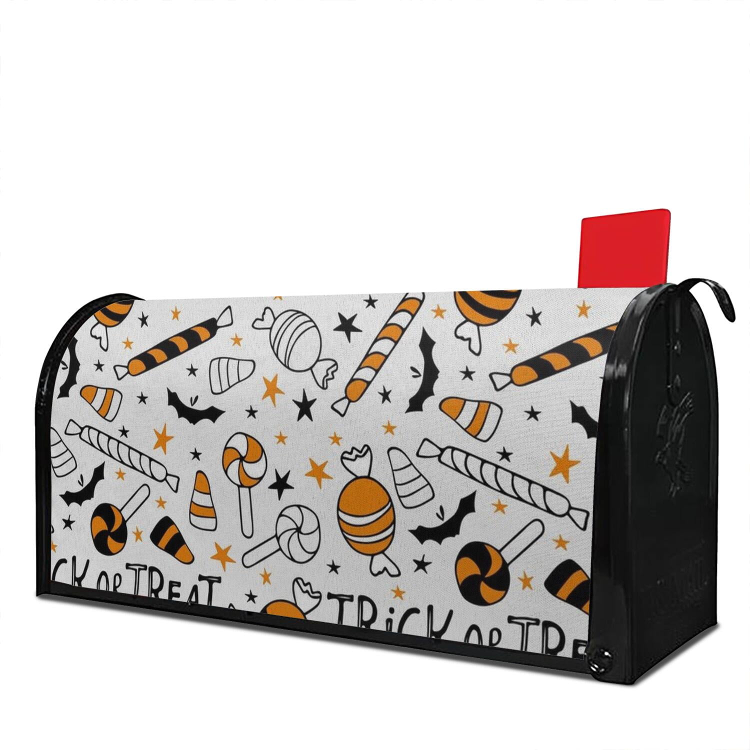 Magnetic Halloween Mailbox Cover - Skull Decor Wrap for Outdoor Post ...