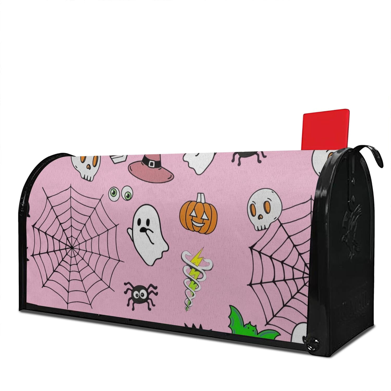 Magnetic Halloween Mailbox Cover - Skull Decor Wrap for Outdoor Post ...