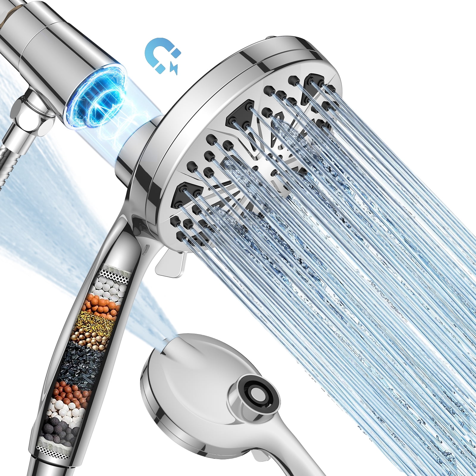 DukLik Magnetic Filtered Handheld Shower Head with 10 Spray Modes, High ...