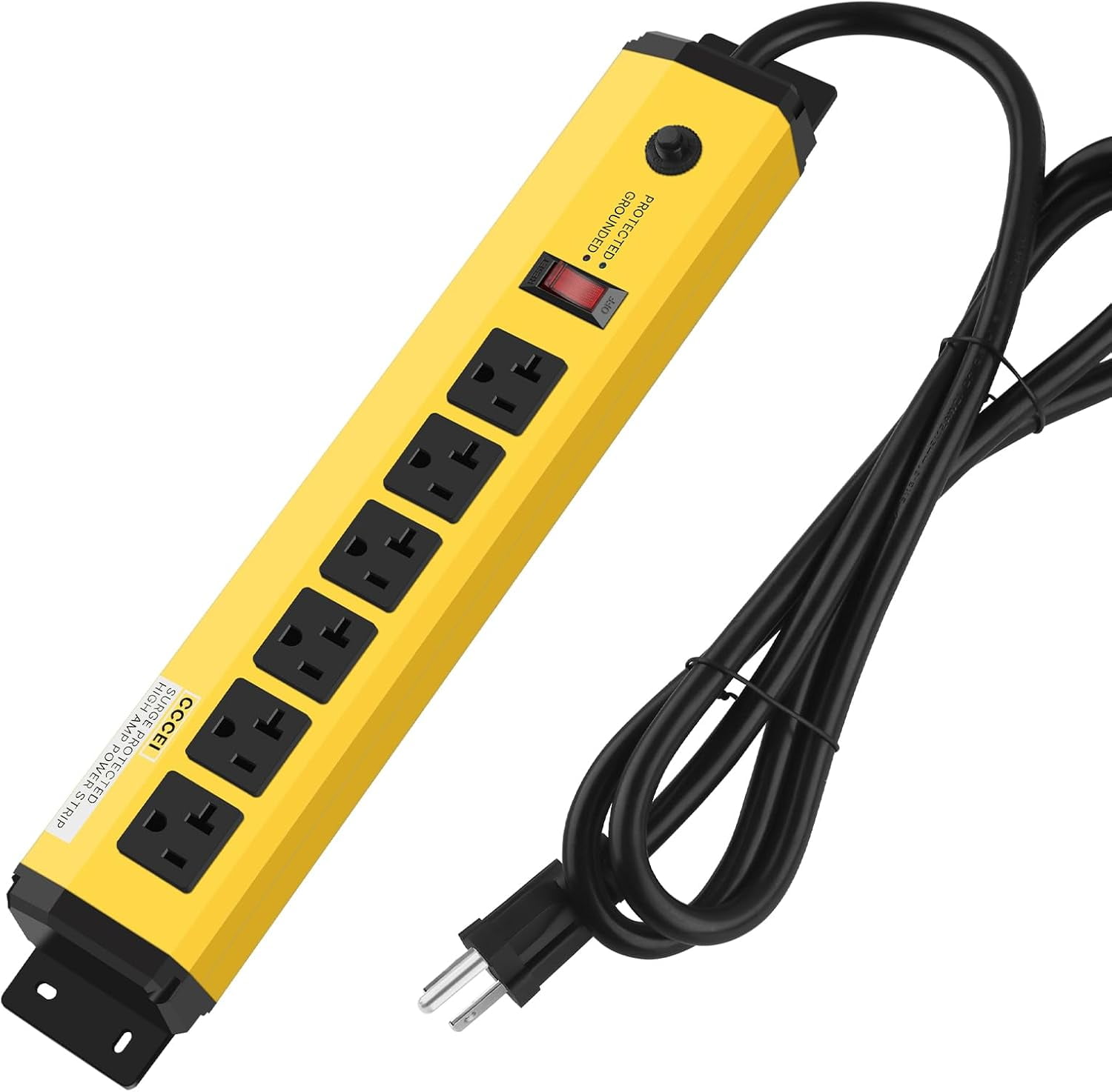 Magnetic Heavy Duty Metal Power Strip Surge Protector 4800J, 12 Gauge ...