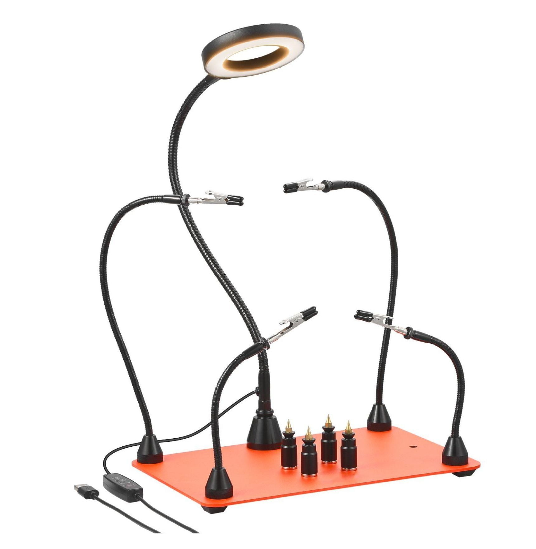 Magnetic Helping Hands Soldering Station with 3X LED Magnifier & 4 PCB ...